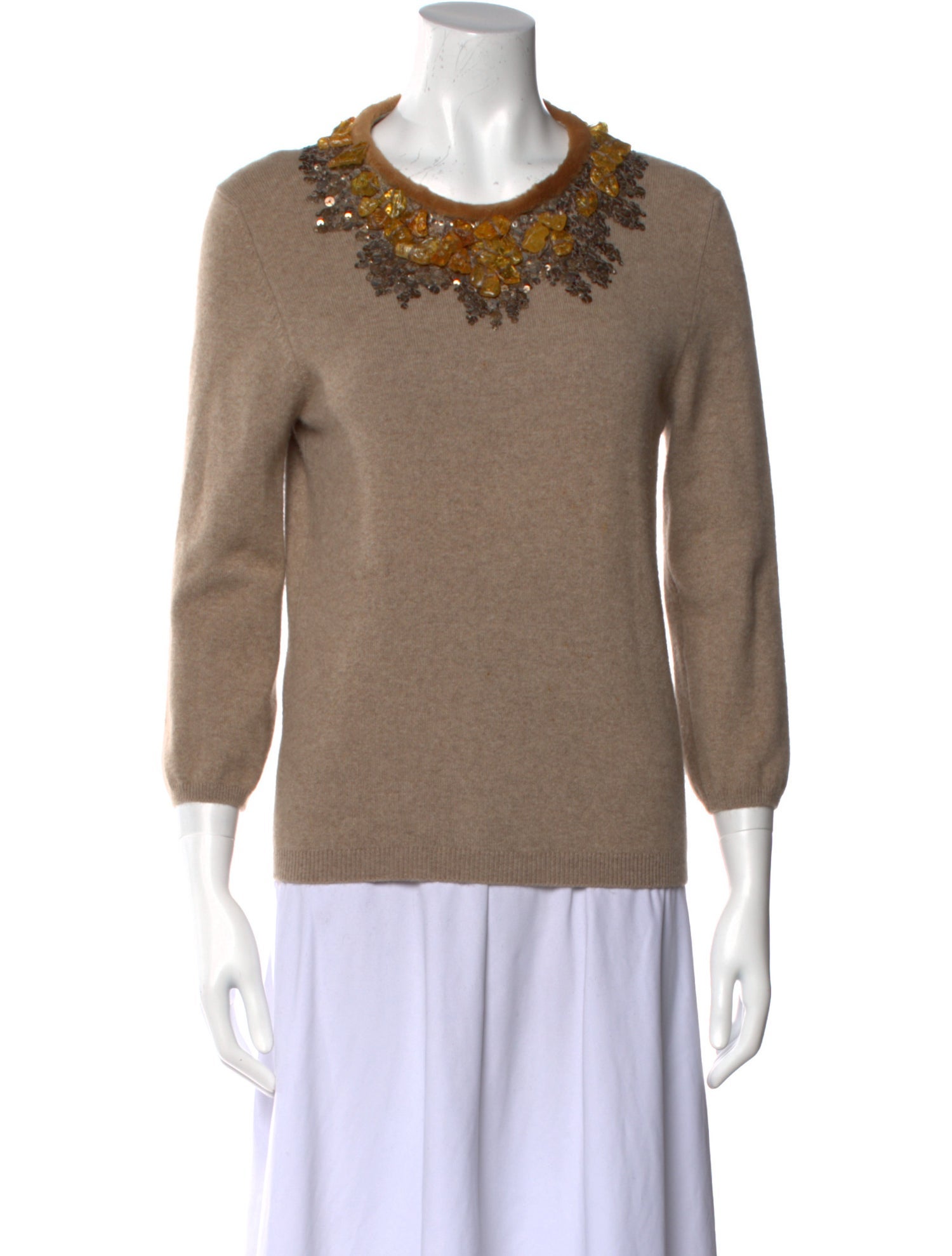 Oscar de la Renta Scoop Neck Sweater - Neutrals Knitwear, Clothing ...