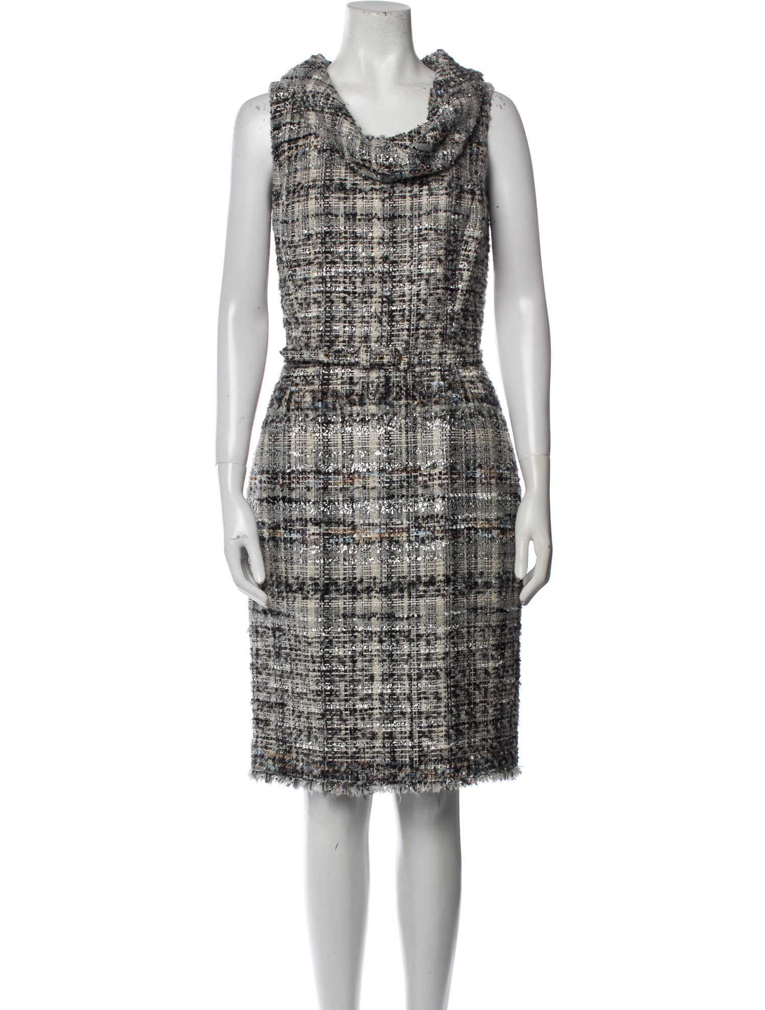 Oscar de la Renta Virgin Wool Knee-Length Dress - Metallic Dresses ...