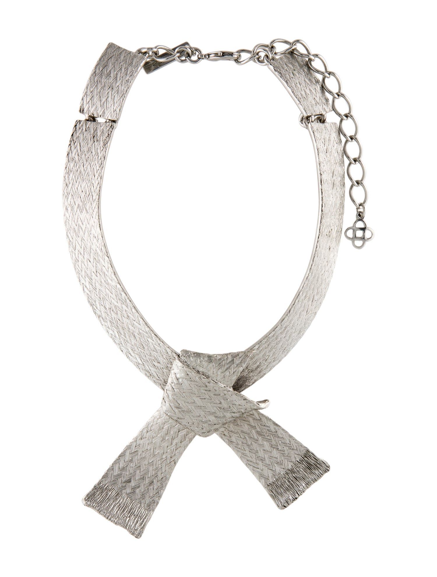 Oscar de la Renta Woven Tie Collar Necklace - Silver-Tone Metal Collar ...