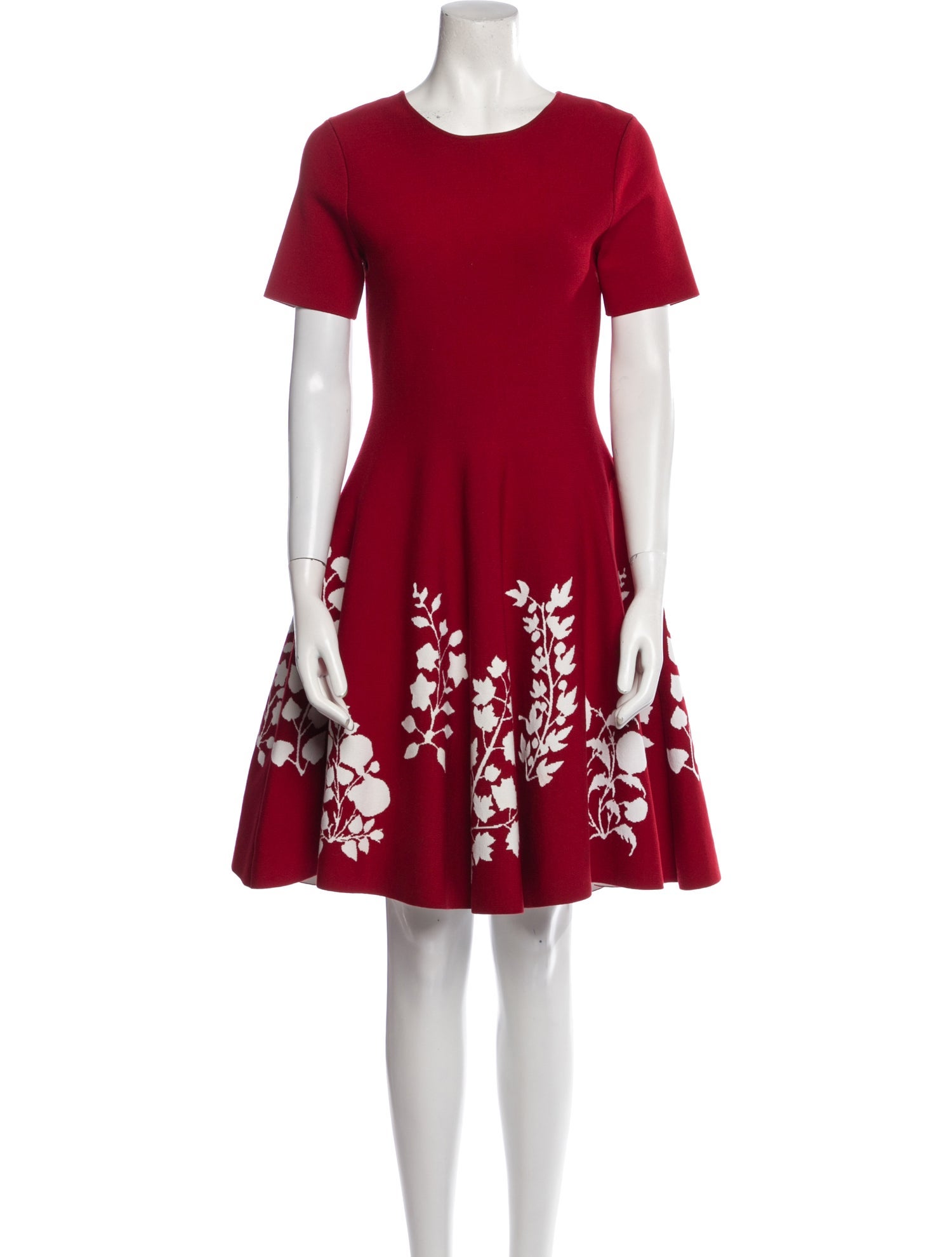Oscar de la Renta Floral Print Knee-Length Dress - Red Dresses ...