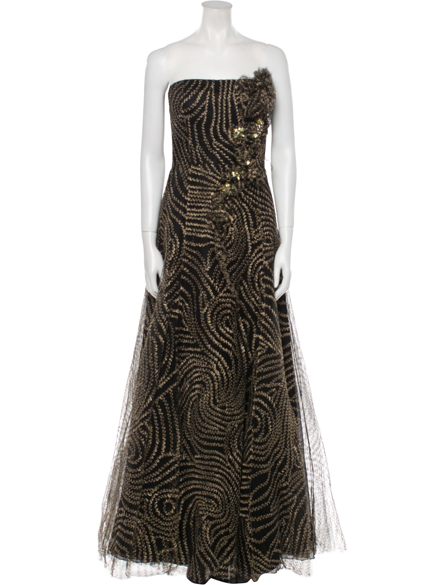 Oscar de la Renta Printed Long Dress - Black Dresses, Clothing ...
