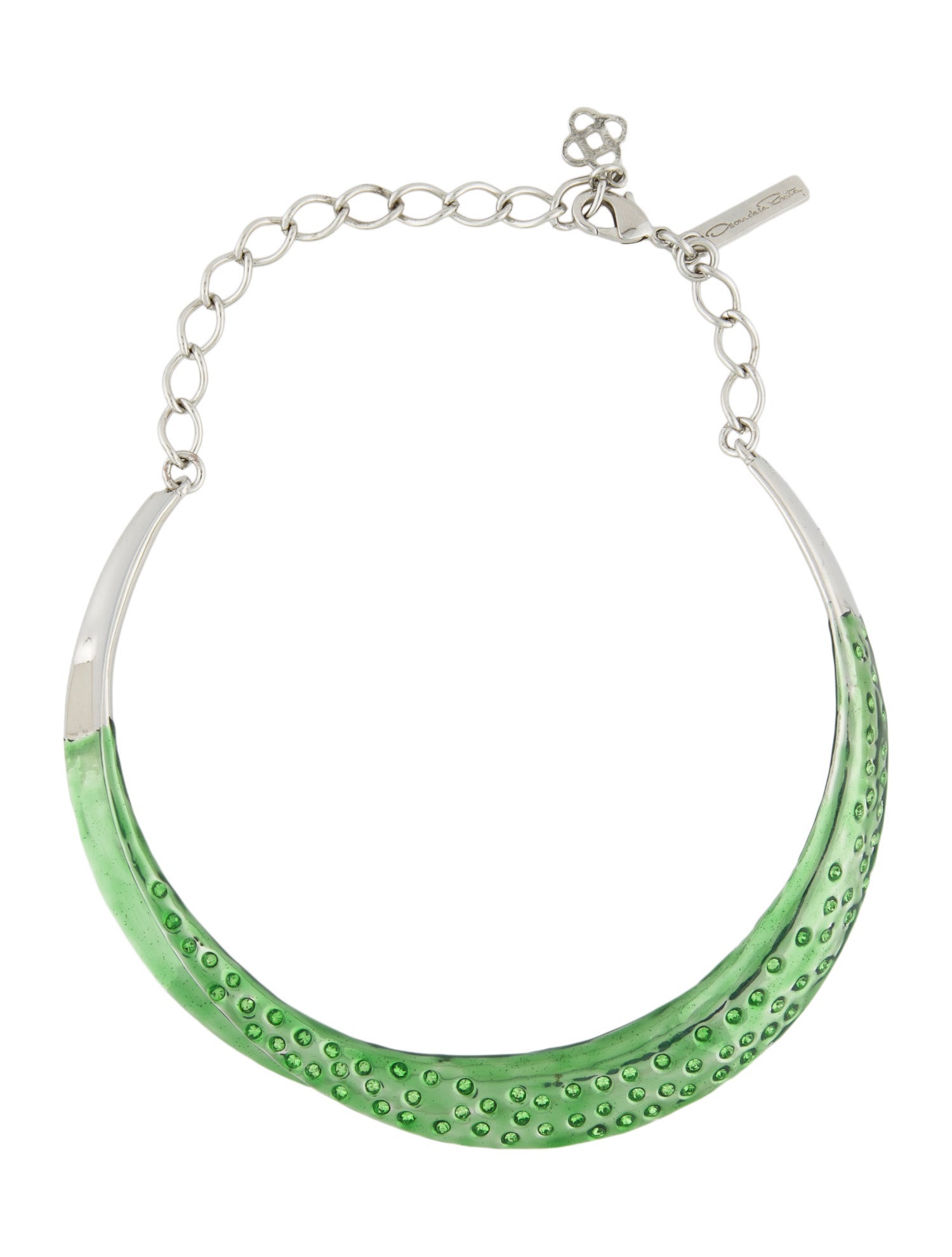 Oscar de la Renta Crystal Octagon Necklace - Silver-Tone Metal Collar ...