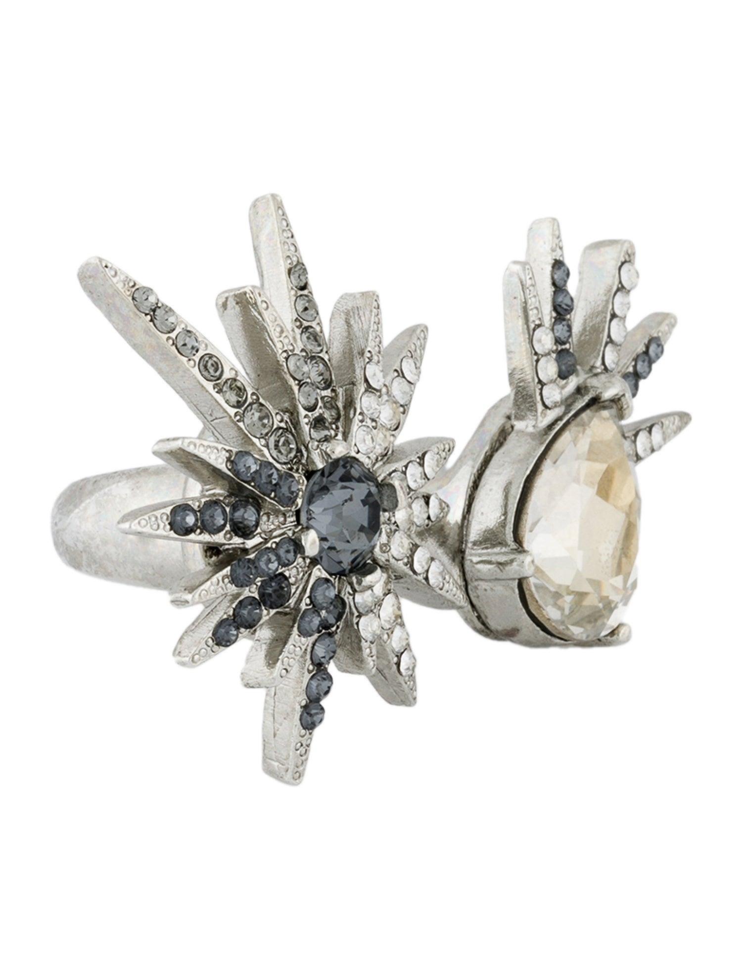 Ring 18K Diamond & Sapphire Cluster Cocktail Ring - 18K White Gold ...