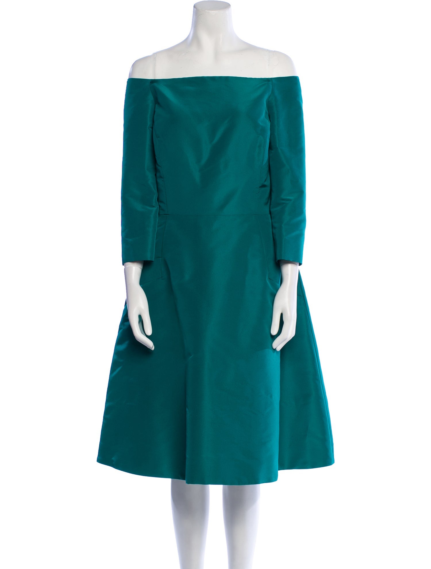 Oscar de la Renta Silk Knee-Length Dress - Green Dresses, Clothing ...
