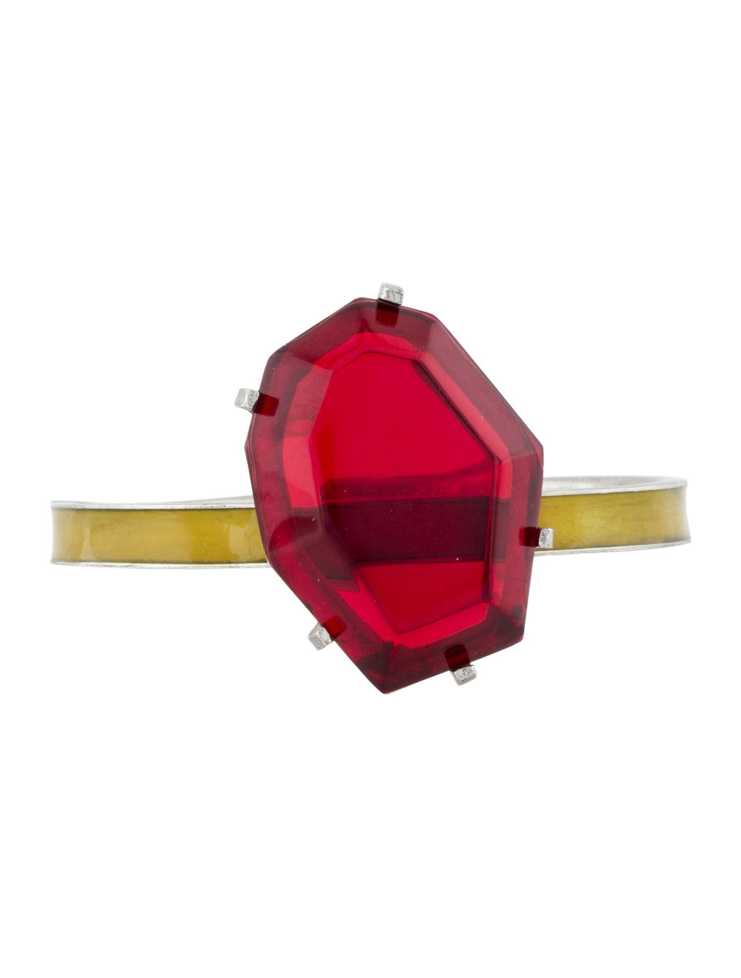 Oscar de la Renta Enamel & Crystal Bangle - Red, Silver-Tone Metal ...