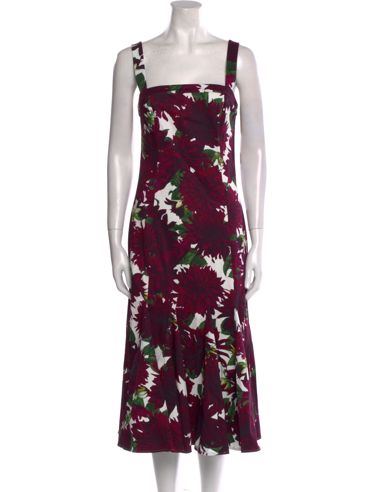 Oscar de la Renta Floral Print Midi Length Dress w/ Tags - Purple ...