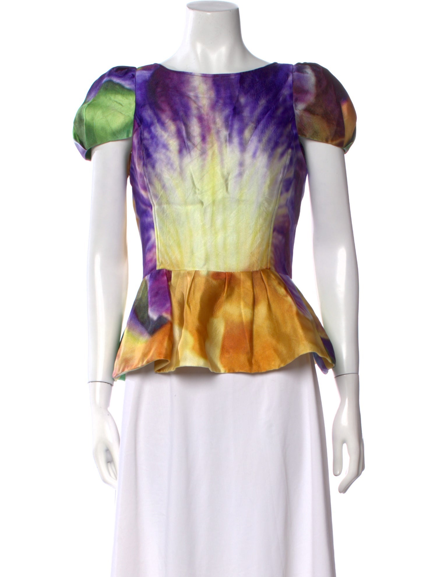 Oscar de la Renta Silk Tie-Dye Print Top - Purple Tops, Clothing ...