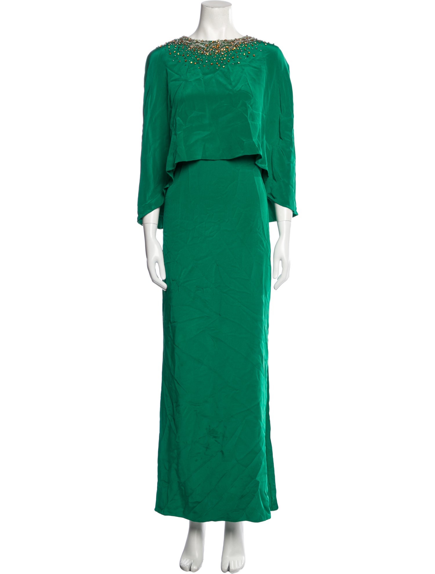 Oscar de la Renta Silk Long Dress - Green Dresses, Clothing - OSC257195 ...