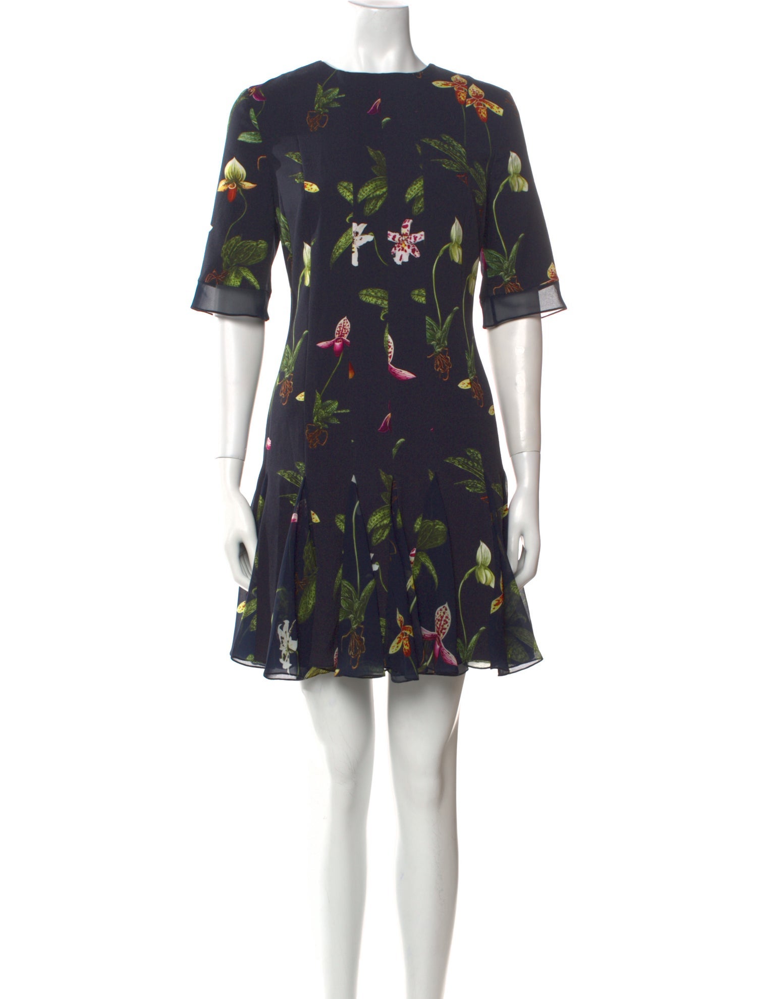 Oscar de la Renta Floral Print Mini Dress w/ Tags - Black Dresses ...
