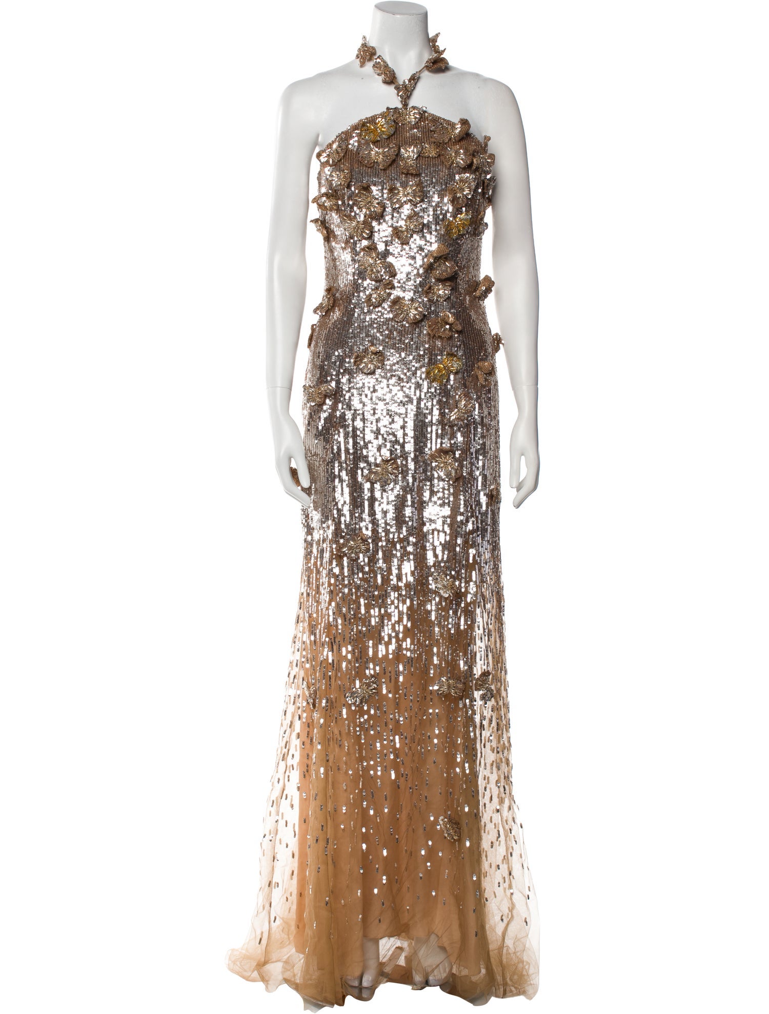 Oscar de la Renta Halterneck Long Dress - Brown Dresses, Clothing ...