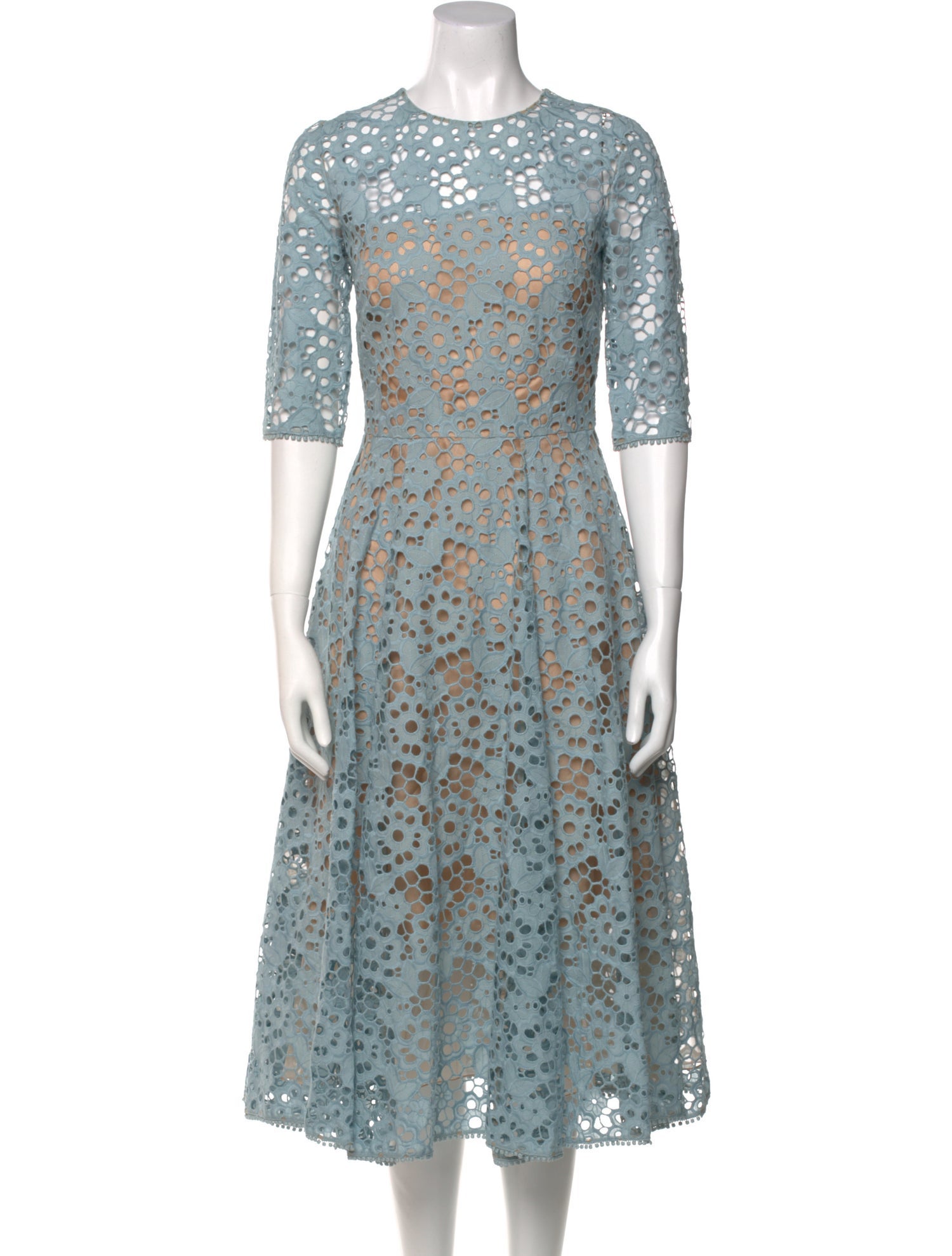 Oscar de la Renta Lace Pattern Midi Length Dress - Blue Dresses ...