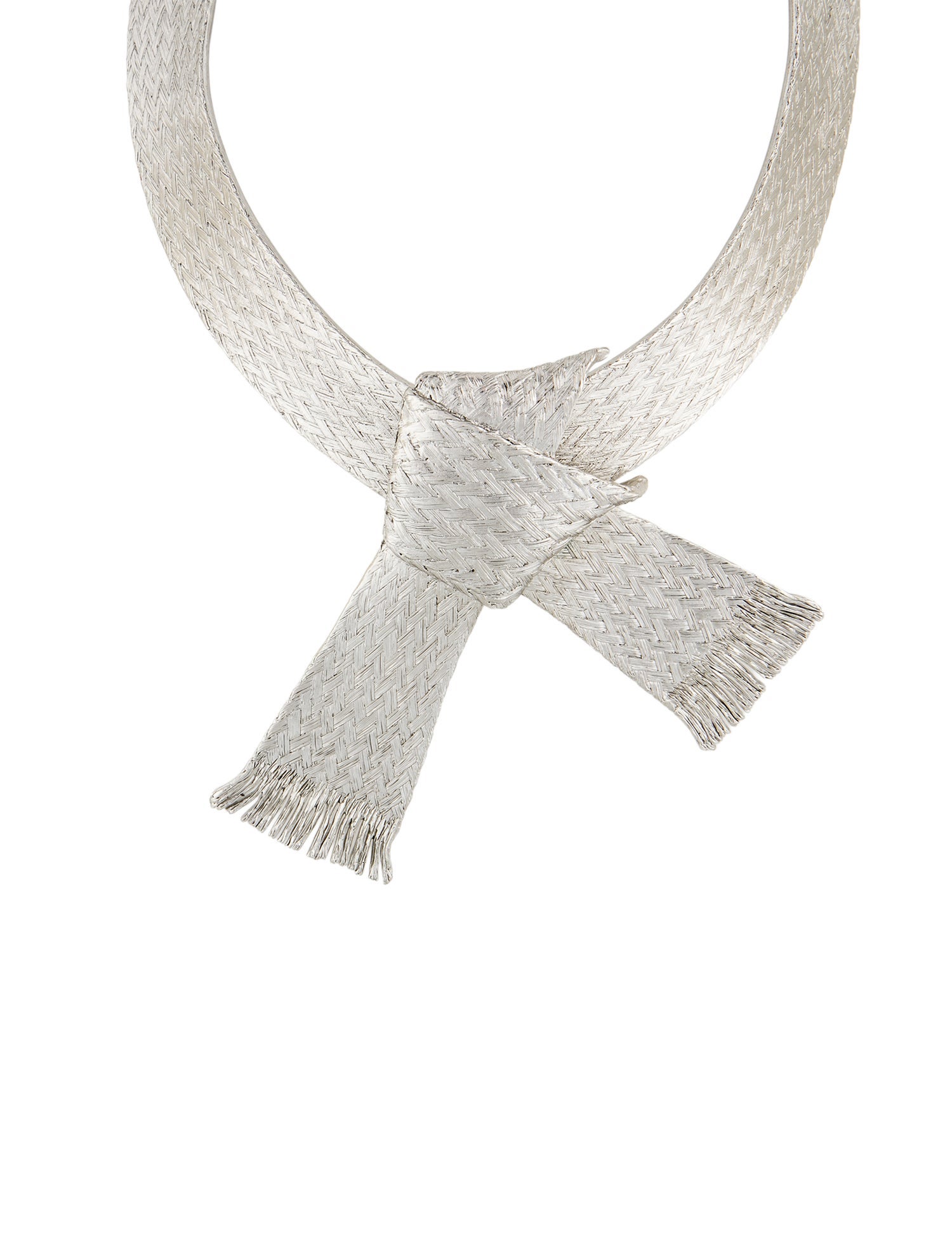 Oscar de la Renta Woven Tie Collar Necklace - Silver-Tone Metal Collar ...