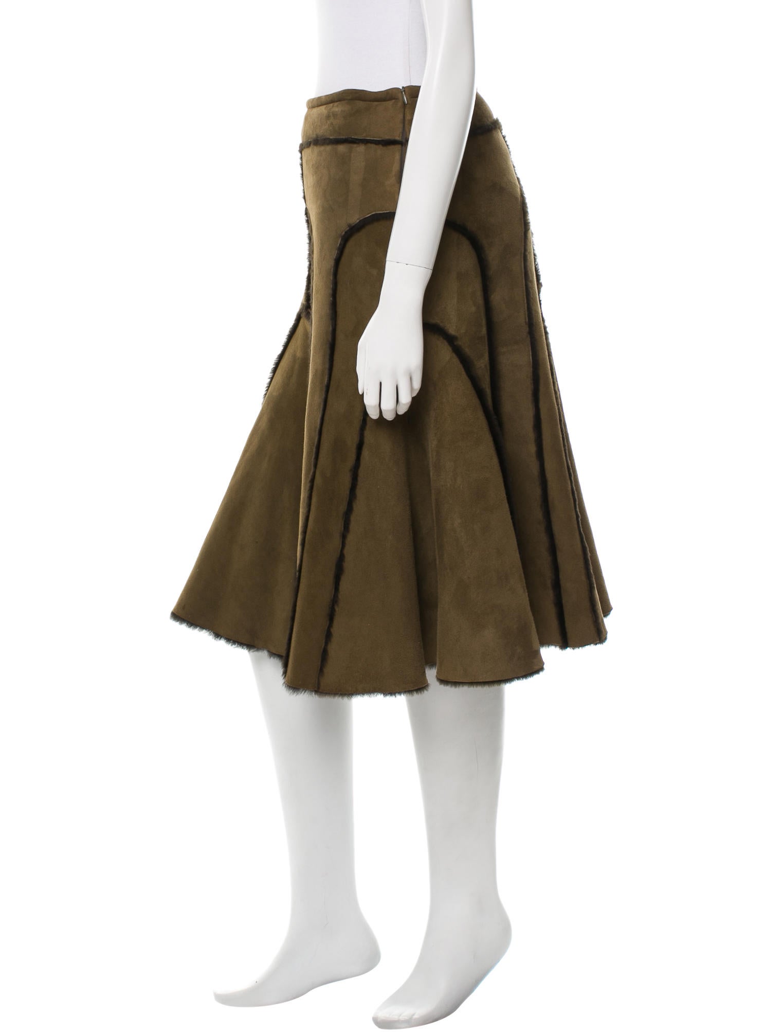 Oscar de la Renta Shearling Skirt w/ Tags - Green Skirts, Clothing ...