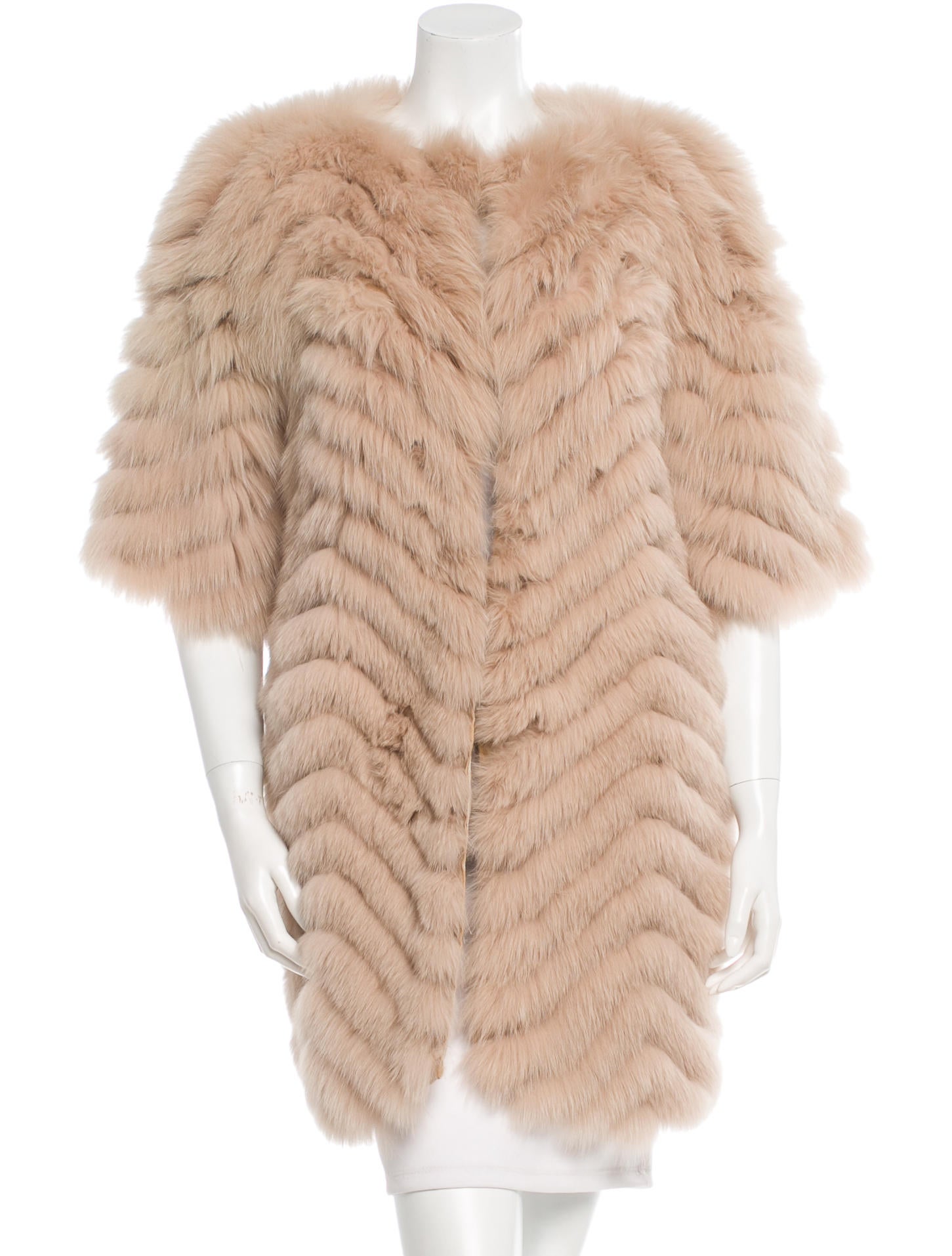 Oscar de la Renta Chevron Shadow Fur Coat - Clothing - OSC36905 | The ...