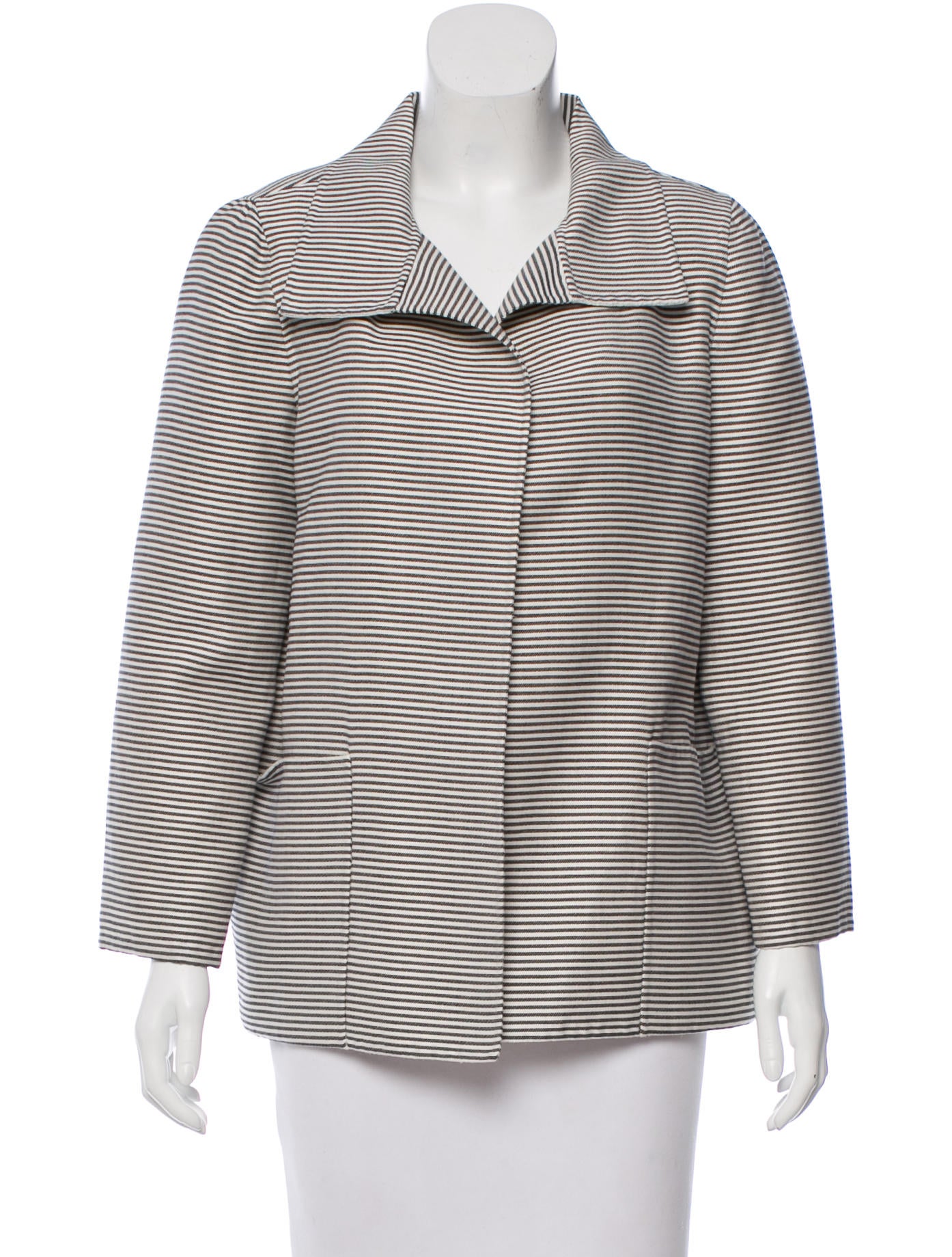 Oscar de la Renta Striped Wool-Blend Jacket - Black Jackets, Clothing ...