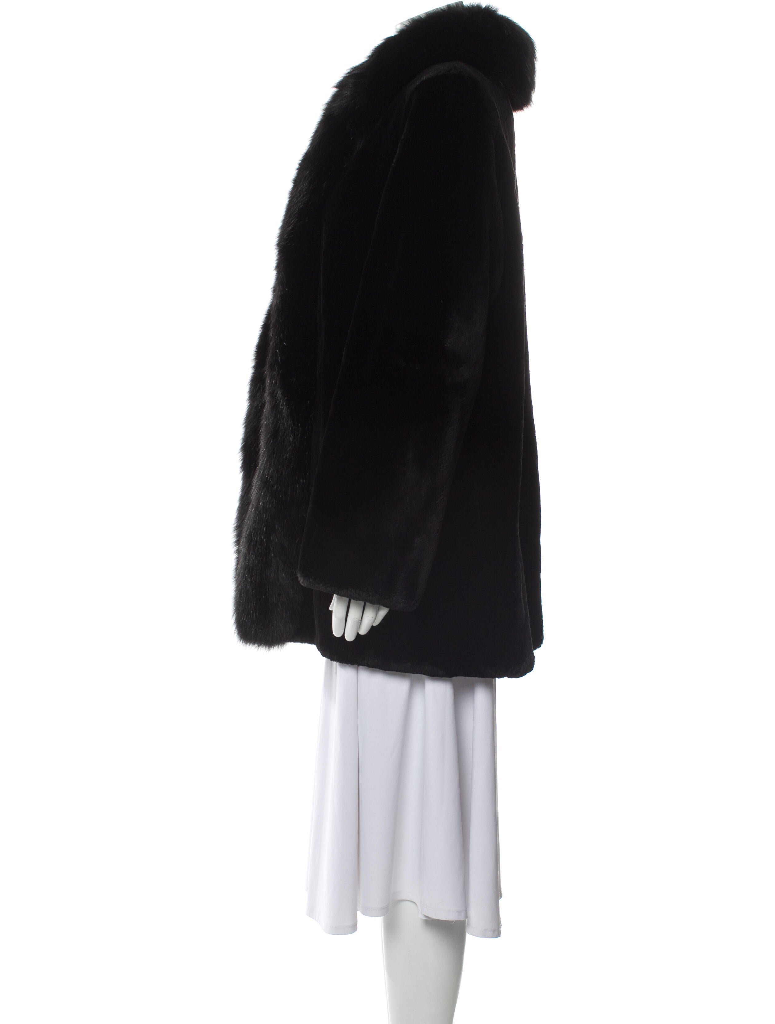 Overland Vintage Fox Trimmed Sheared Beaver Fur Coat - Black Coats ...