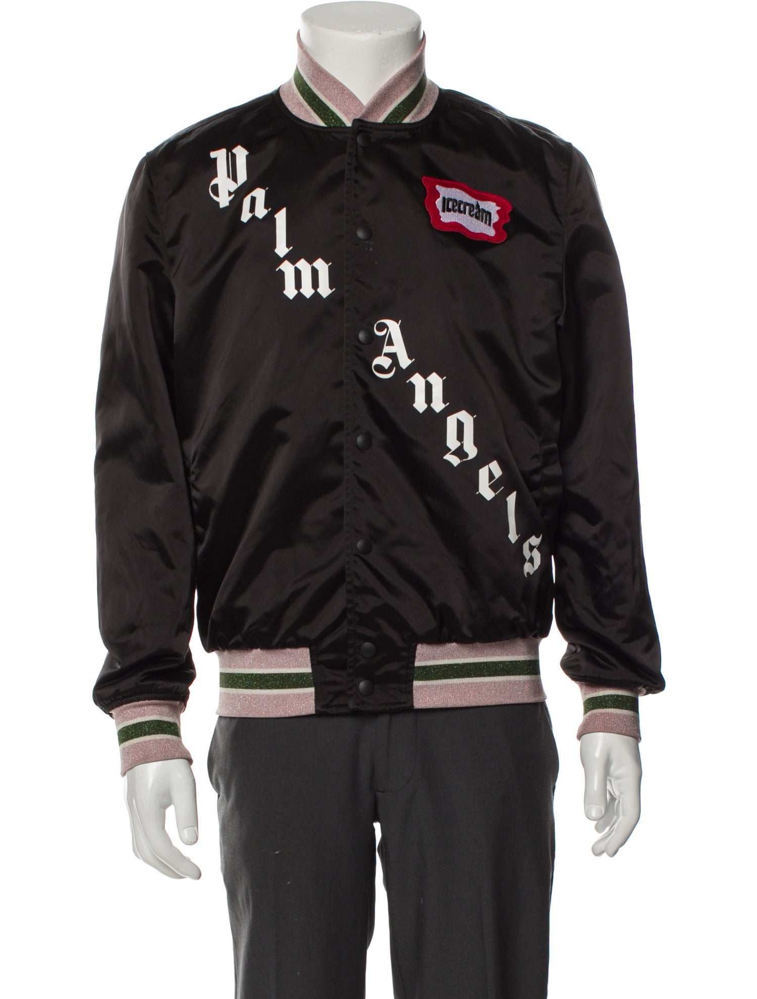 Palm Angels Graphic Print Varsity Jacket - Black Outerwear, Clothing ...