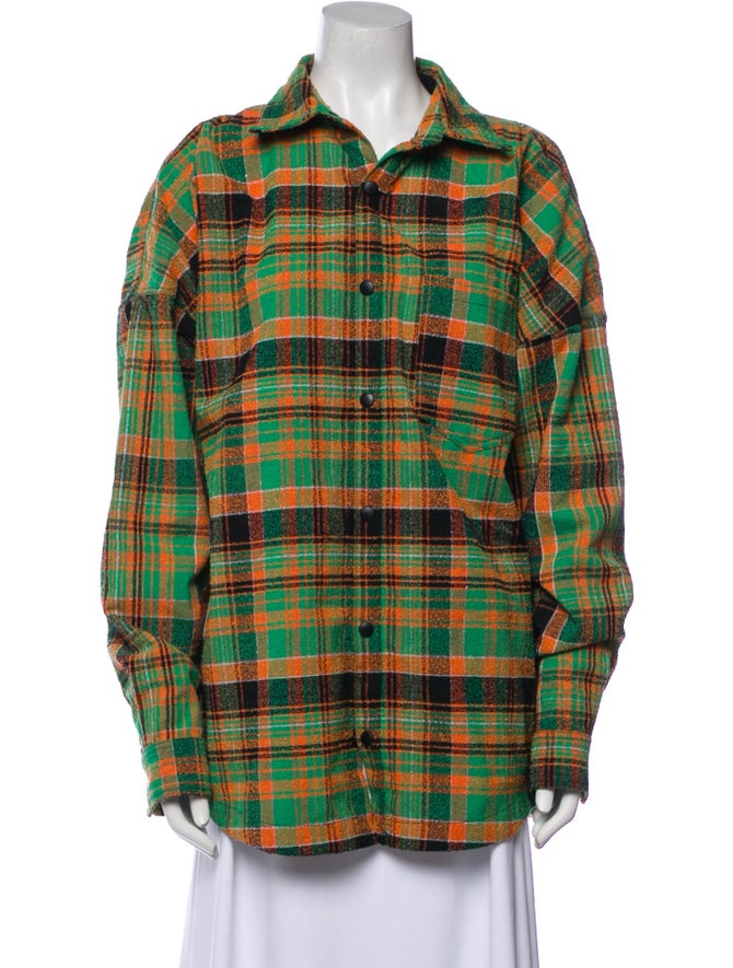 Palm Angels Plaid Print Jacket - Green Jackets, Clothing - PALMA35513 ...