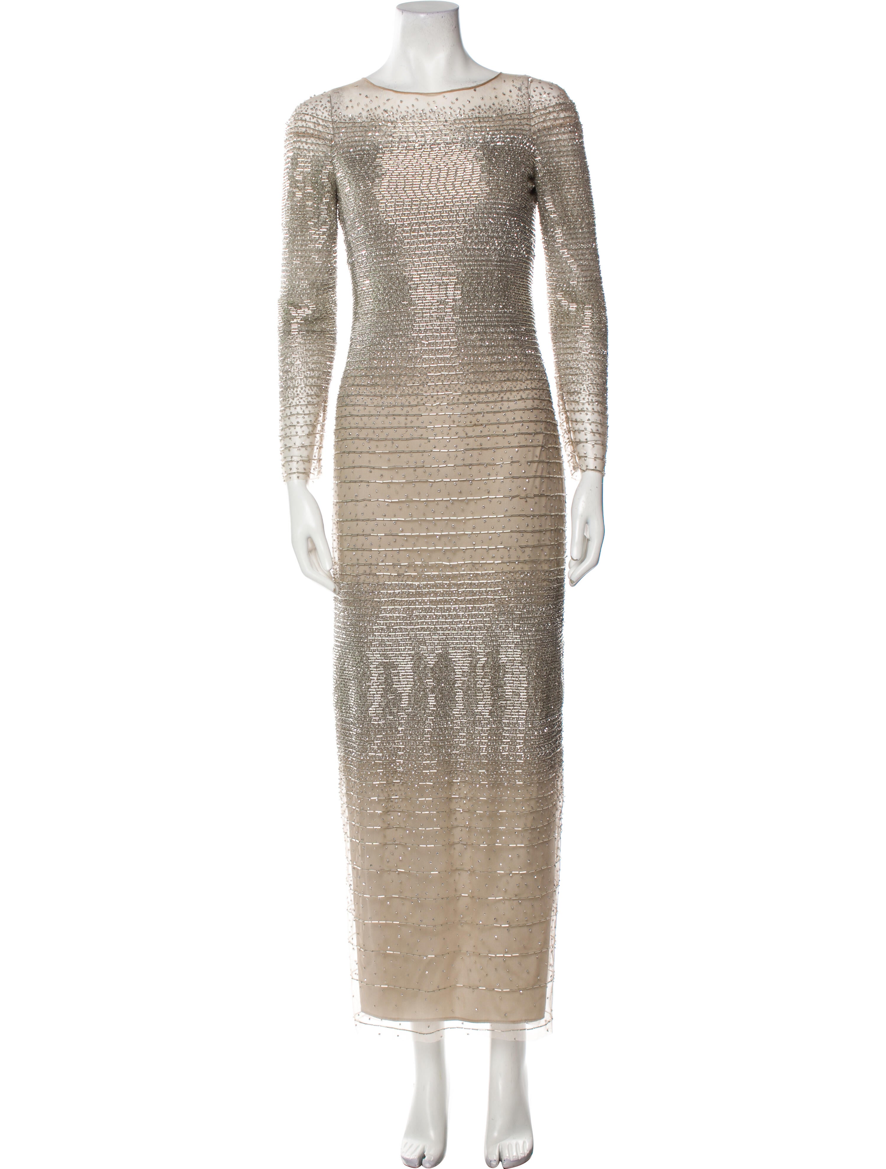 Pamella Roland Bateau Neckline Long Dress - Neutrals Dresses, Clothing ...