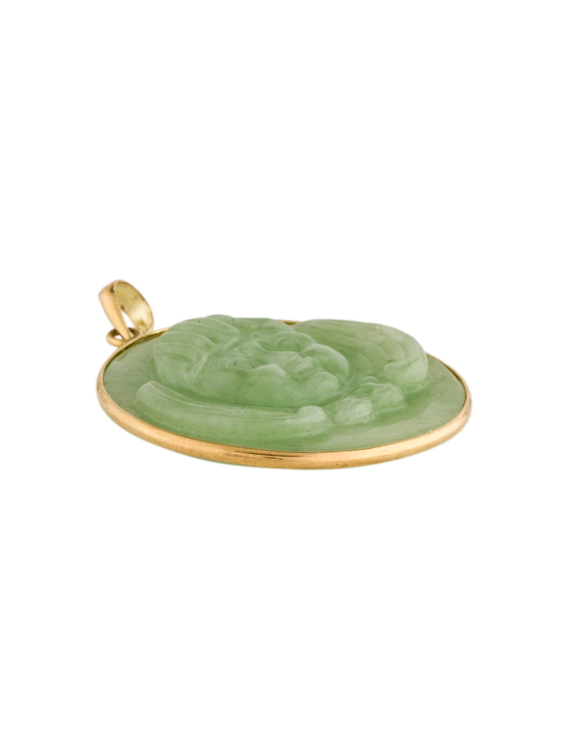 Pendant 14K Dyed Jadeite Cherub Face - 14K Yellow Gold Pendant Necklace ...