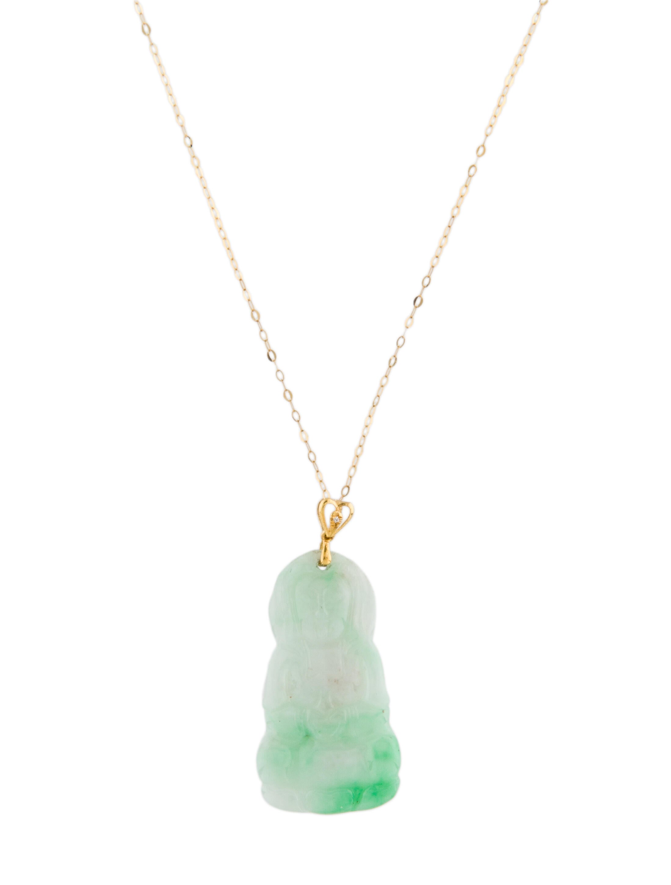 Pendant 18K Dyed Jadeite Buddha Pendant Necklace - 18K Yellow Gold ...