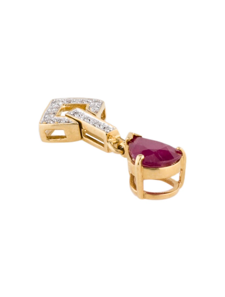 Pendant 18K Ruby & Diamond Pendant - 18K Yellow Gold Pendant Necklace ...