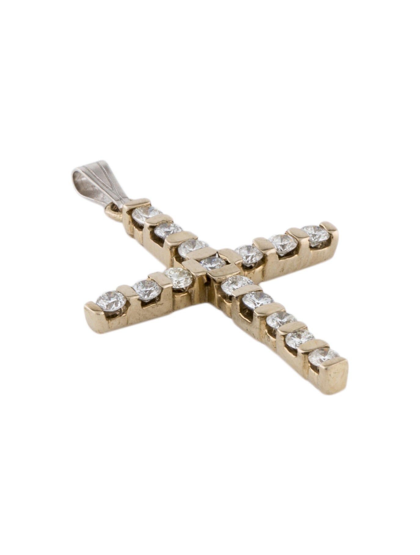 Pendant 18K Diamond Cross Pendant w/14K Bail - Pendant Necklace ...
