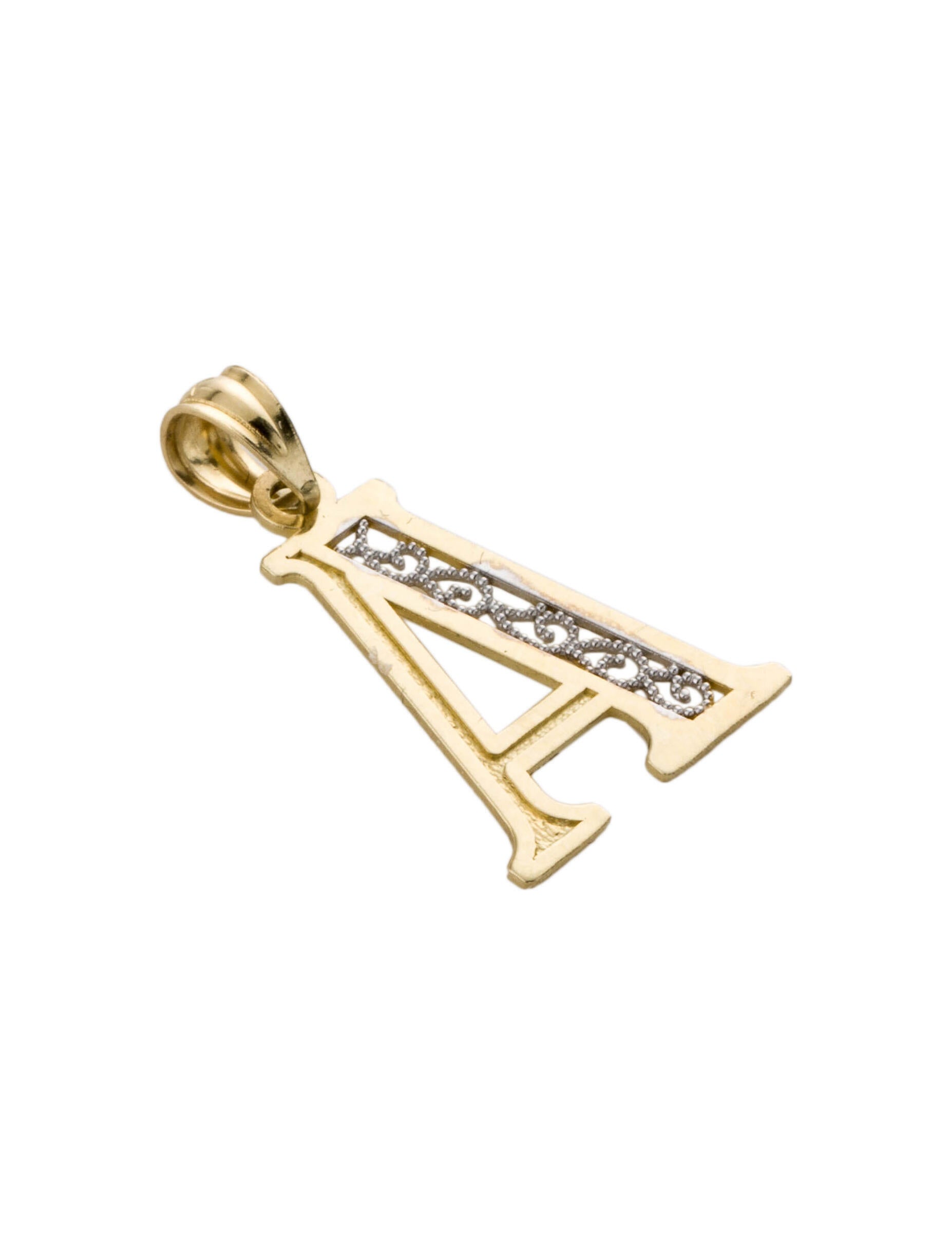 Pendant 14K Letter A Pendant - 14K Yellow Gold Pendant Necklace ...