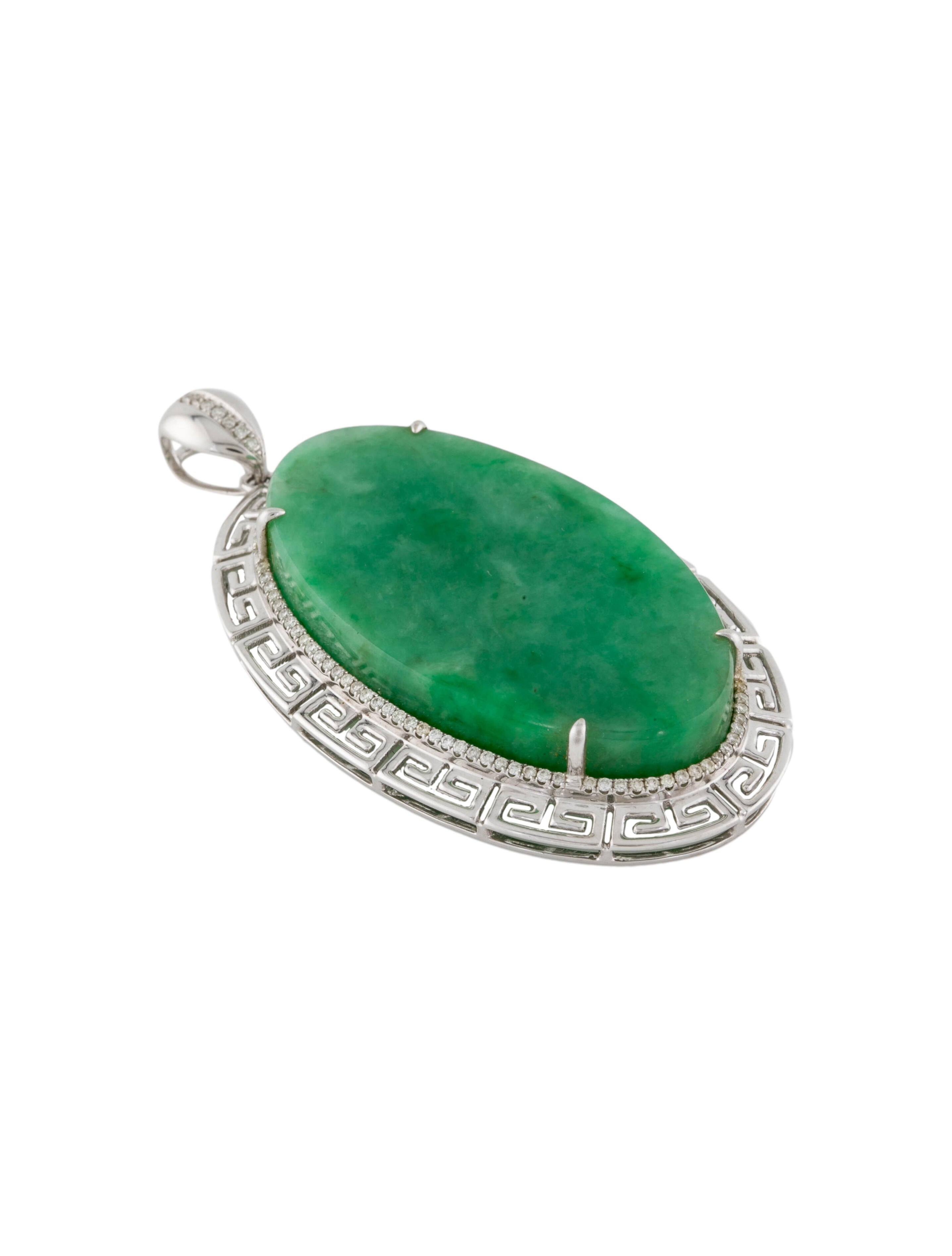 Pendant 18K Diamond & Dyed Jadeite Pendant - Green, 18K White Gold ...
