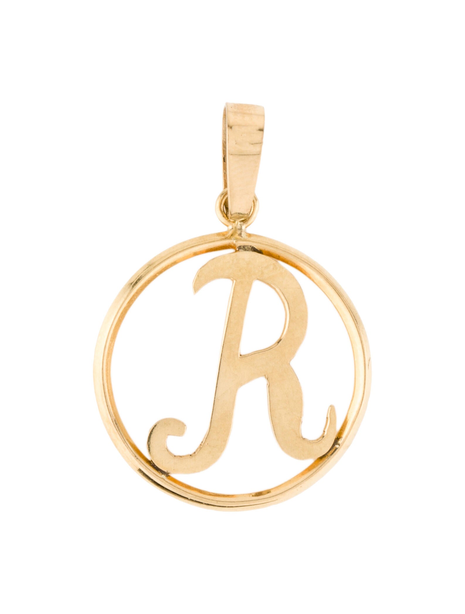 Pendant 18K Alphabet ' R' Pendant - 18K Yellow Gold Pendant Necklace ...