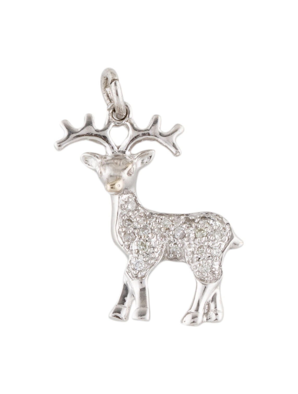 Pendant 14K Diamond Deer Pendant - Rhodium-Plated 14K White Gold ...