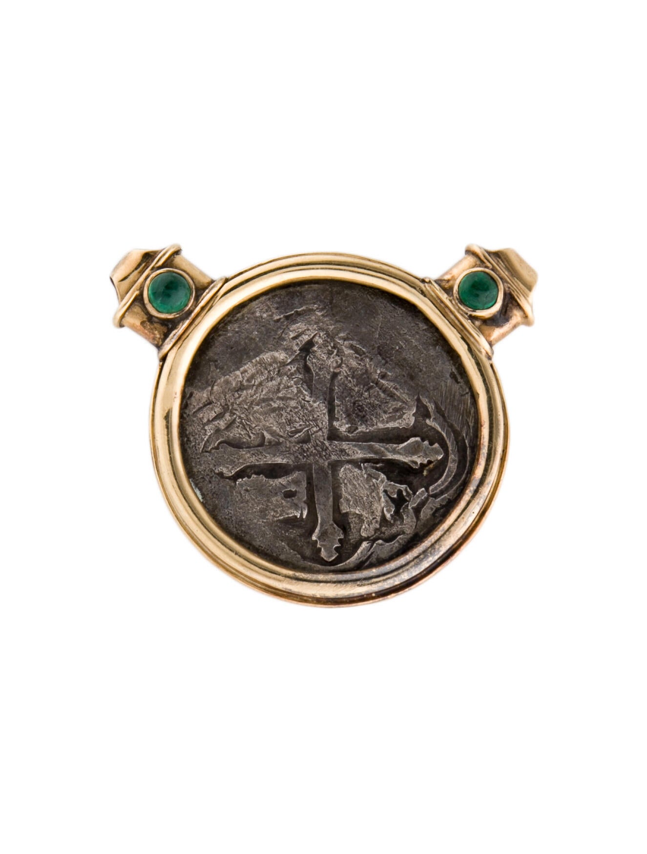 Pendant 18K Emerald Spanish Colonial Cob Coin Pendant - 18K Yellow Gold ...