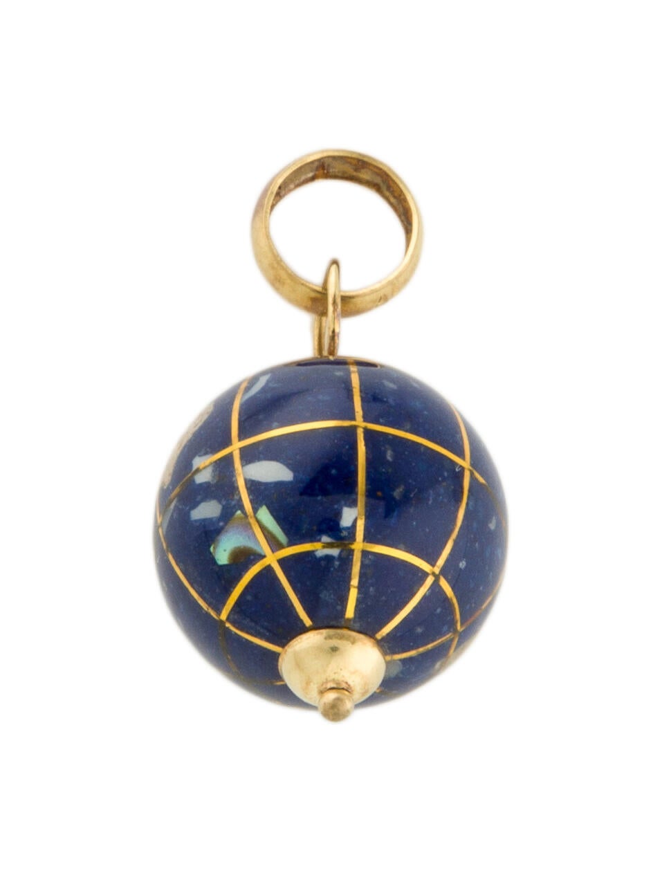 Pendant 18K Enamel World Globe Ball Pendant - 18K Yellow Gold Pendant ...