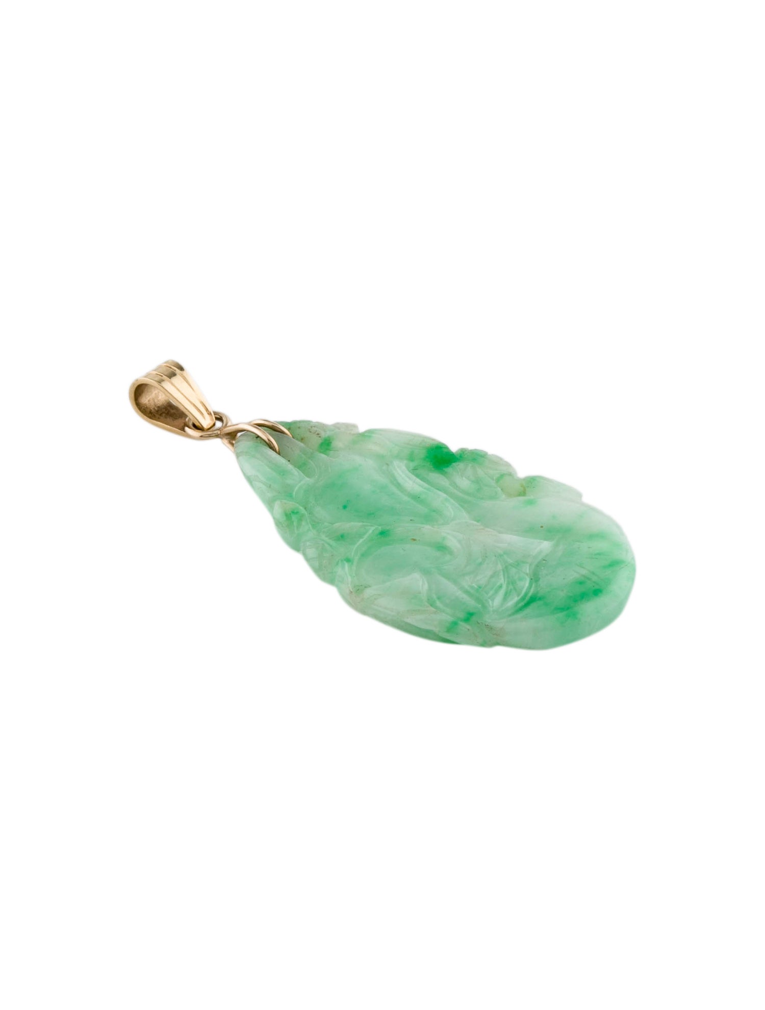 Pendant 14K Carved Jadeite Pendant - 14K Yellow Gold Pendant Necklace ...