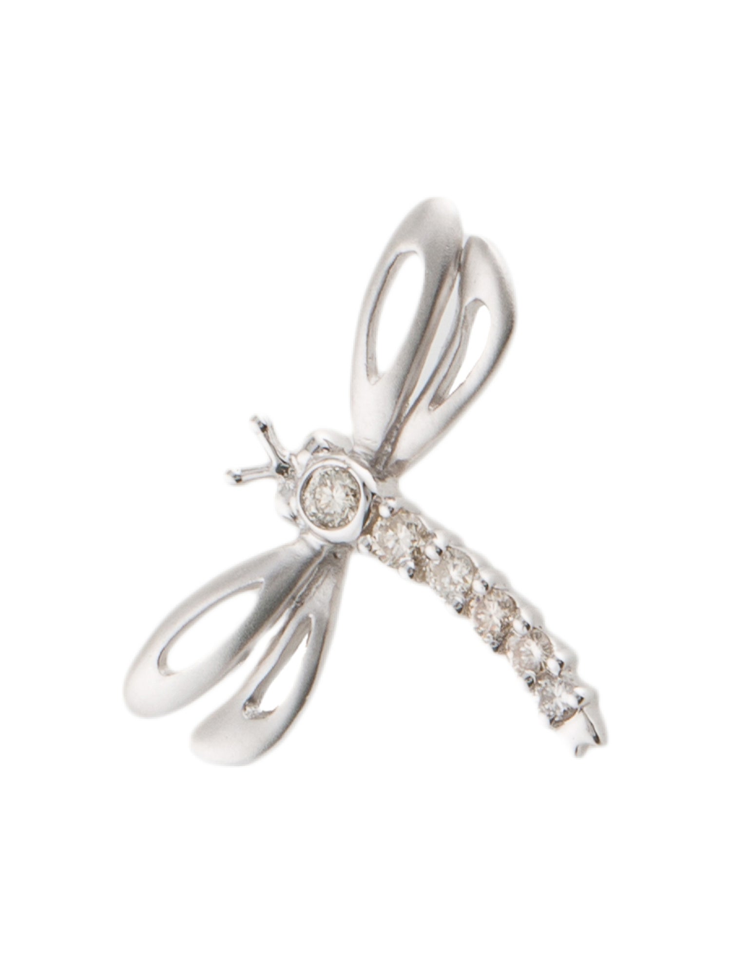 Pendant 18K Diamond Dragonfly Pendant - Rhodium-Plated 18K White Gold ...