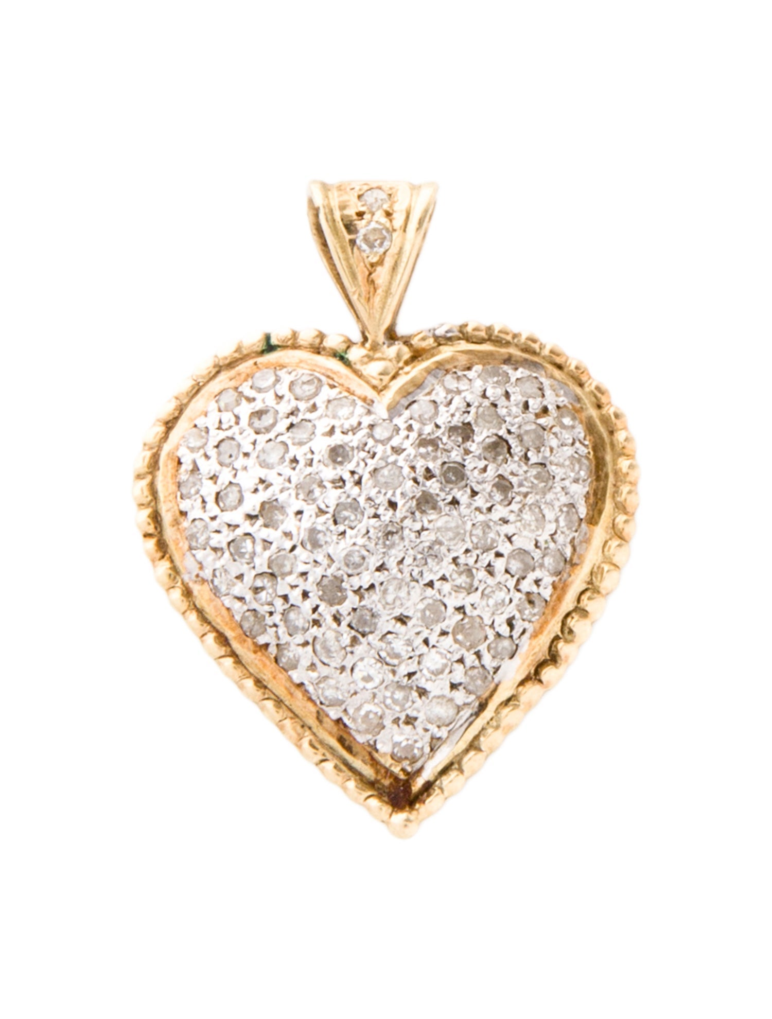 Pendant 14K Diamond Heart Pendant - 14K Yellow Gold Pendant, Brooches ...