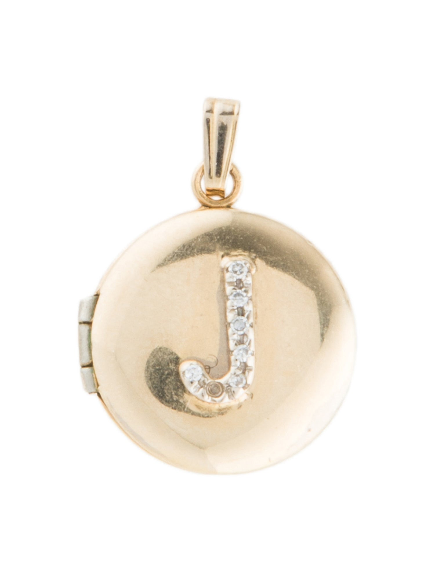 Pendant 14K Diamond Letter 'J' Locket - 14K Yellow Gold Pendant ...