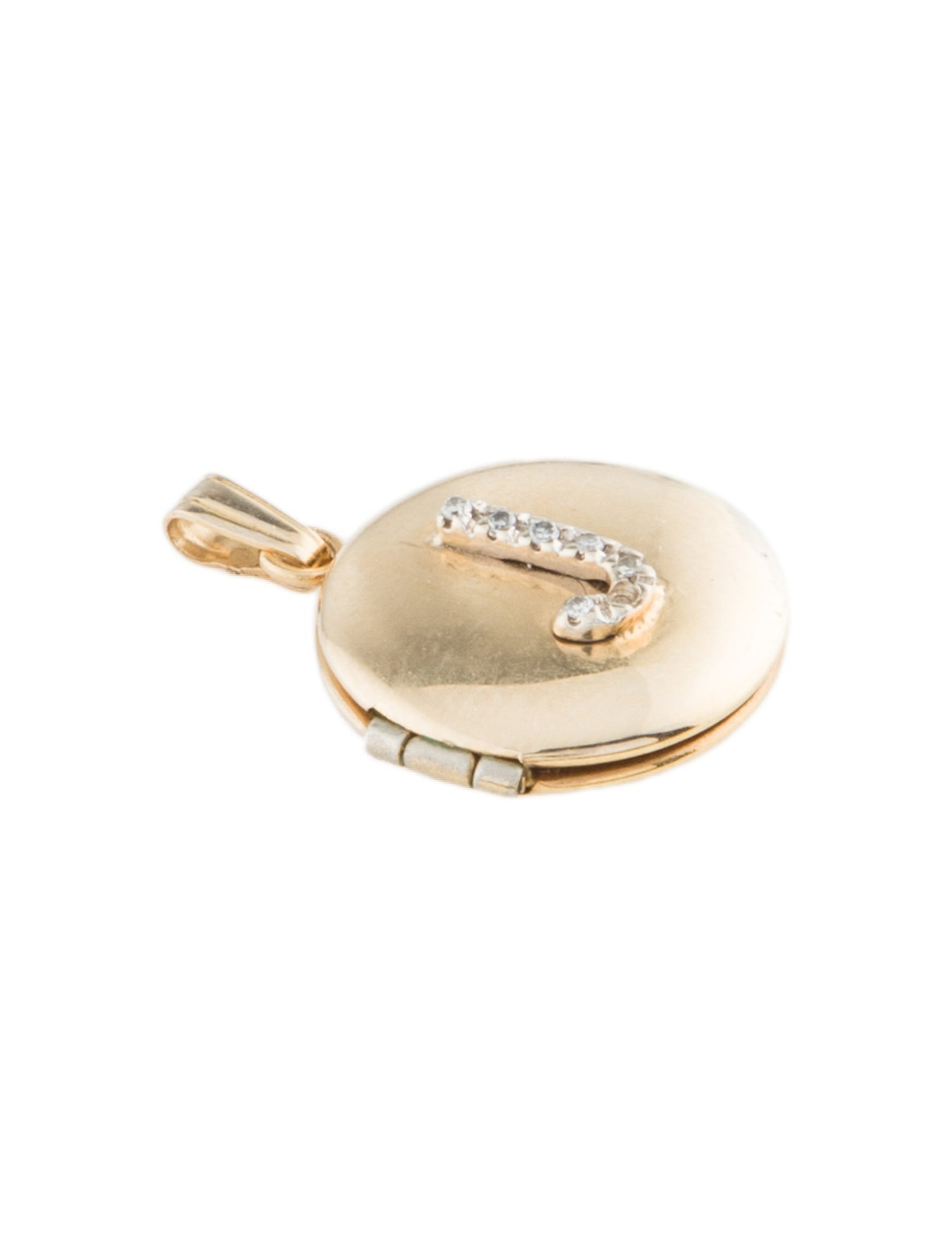 Pendant 14K Diamond Letter 'J' Locket - 14K Yellow Gold Pendant ...