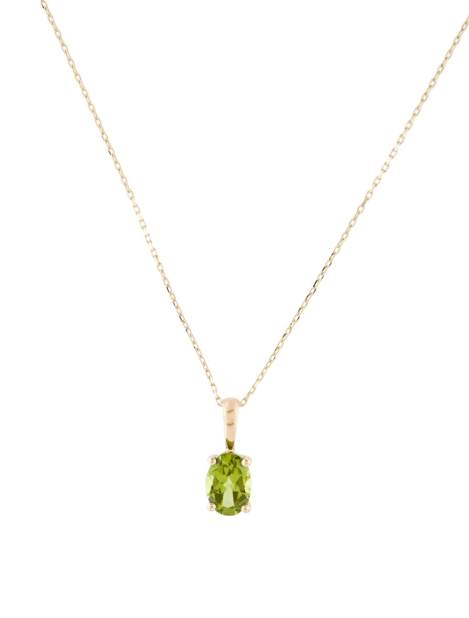 Pendant 14K Peridot Pendant Necklace - 14K Yellow Gold Pendant Necklace ...