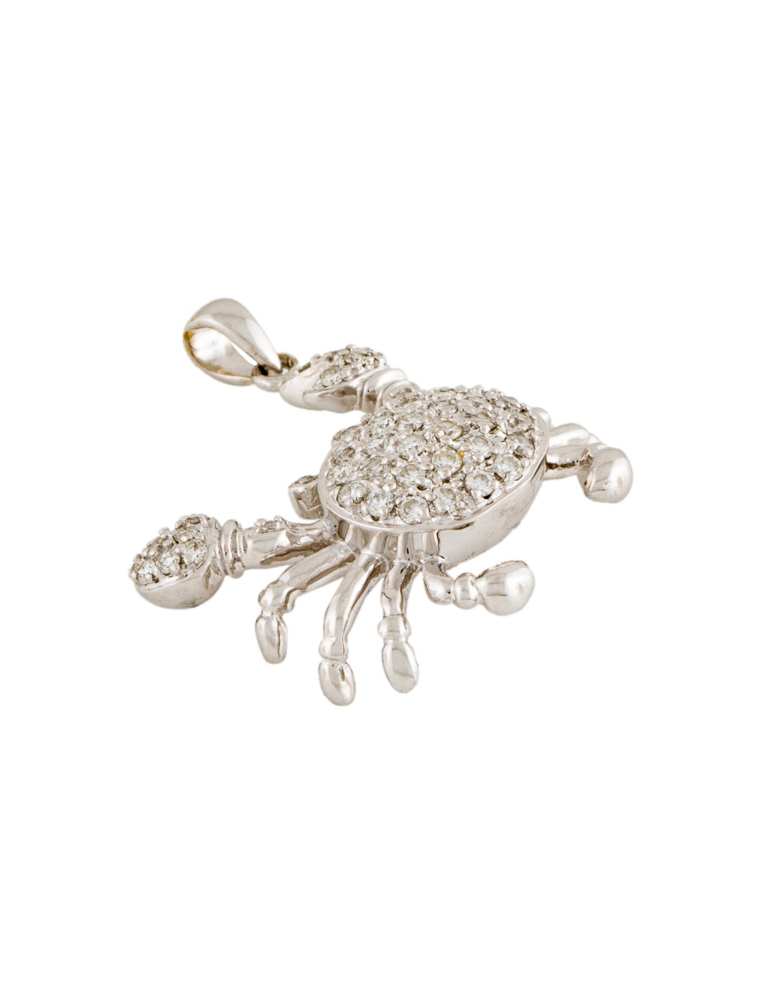 Pendant 18K Diamond Crab Pendant - Rhodium-Plated 18K White Gold ...