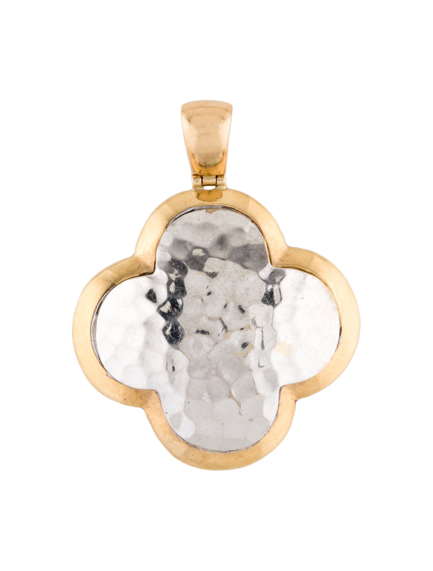 Pendant Peggy Daven 18K Two-Tone Clover Pendant - 18K Yellow Gold Pendant Necklace, Necklaces ...