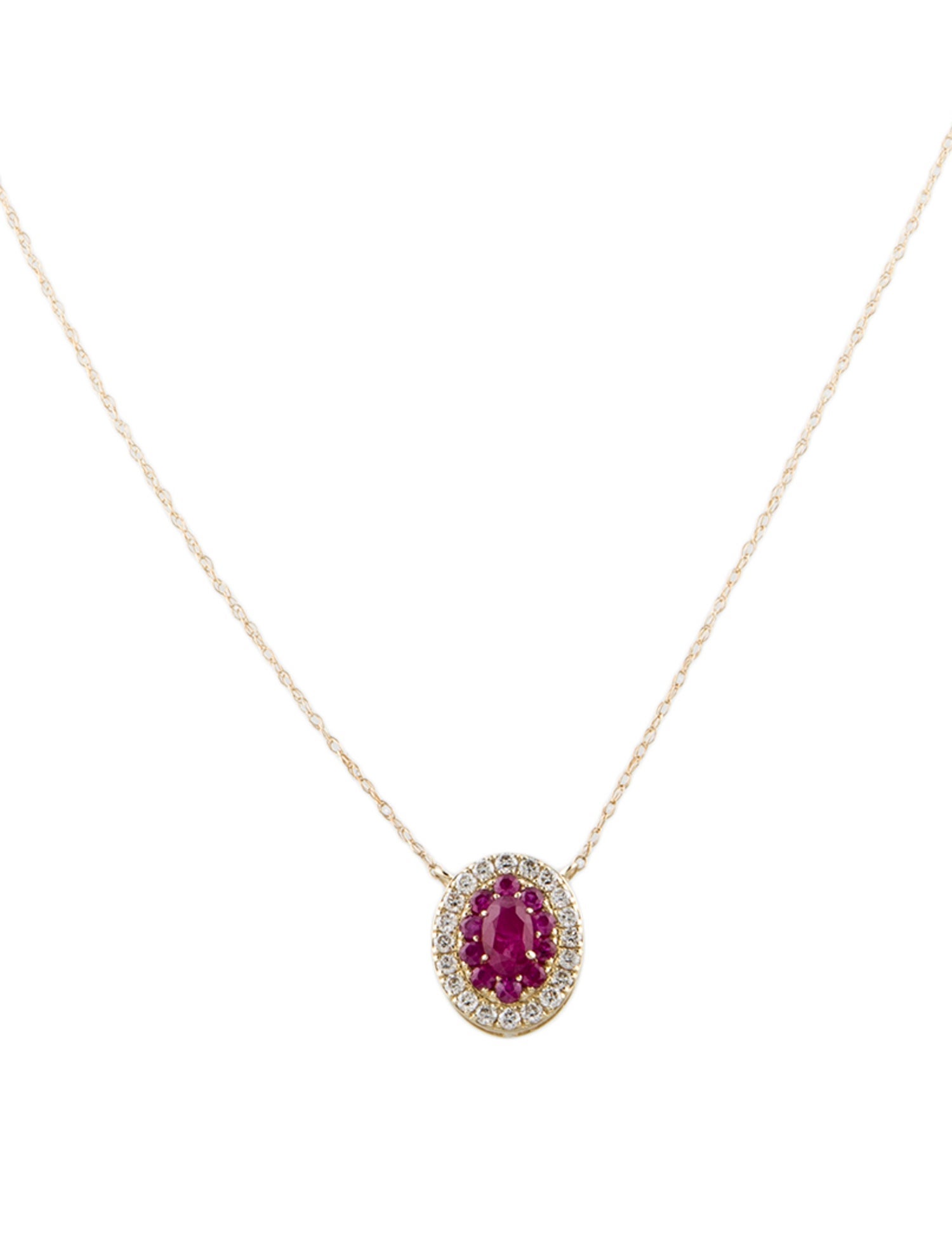 Necklace 14K Ruby & Diamond Pendant Necklace - 14K Yellow Gold Pendant ...