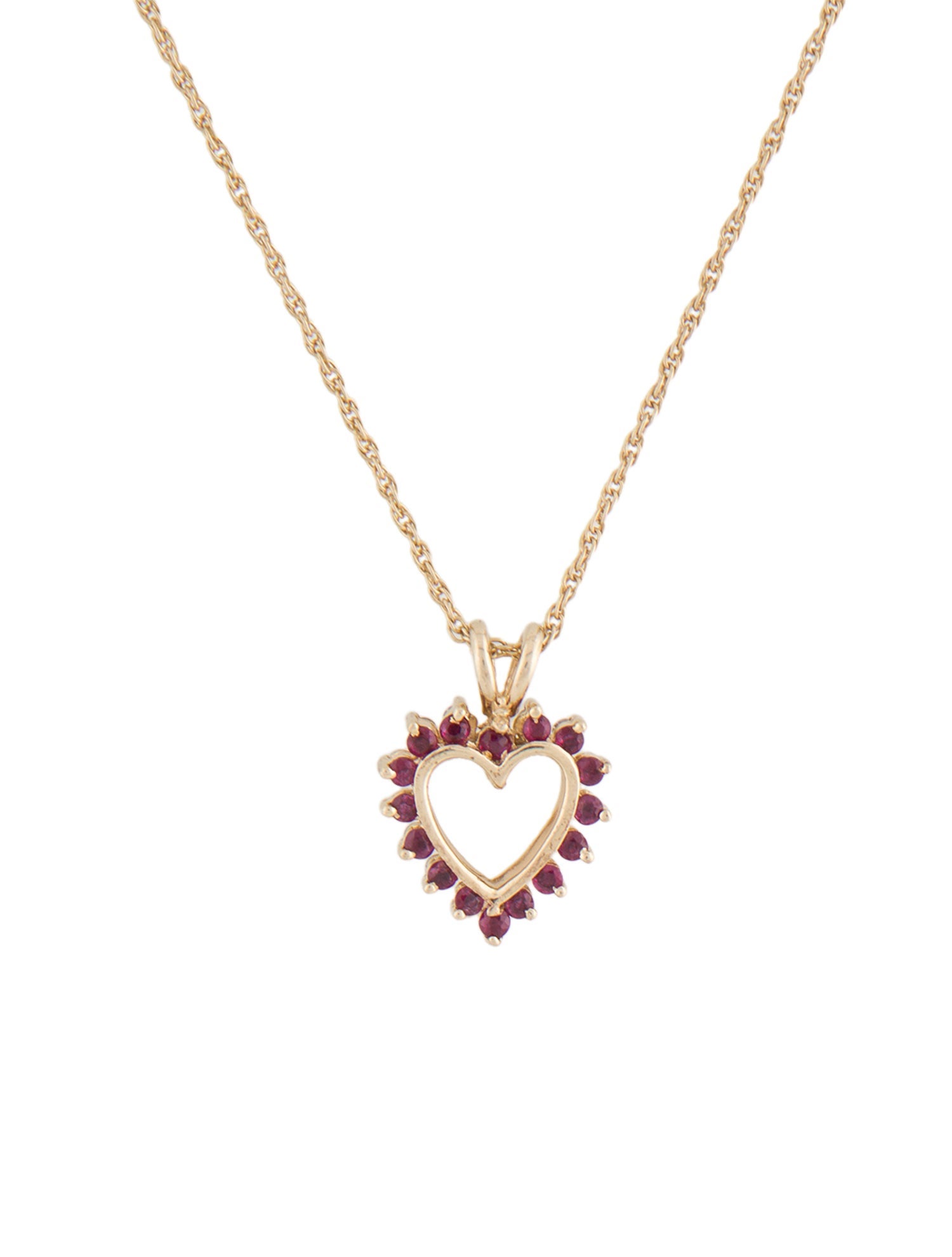 Pendant 14K Ruby & Diamond Heart Pendant Necklace - 14K Yellow Gold ...