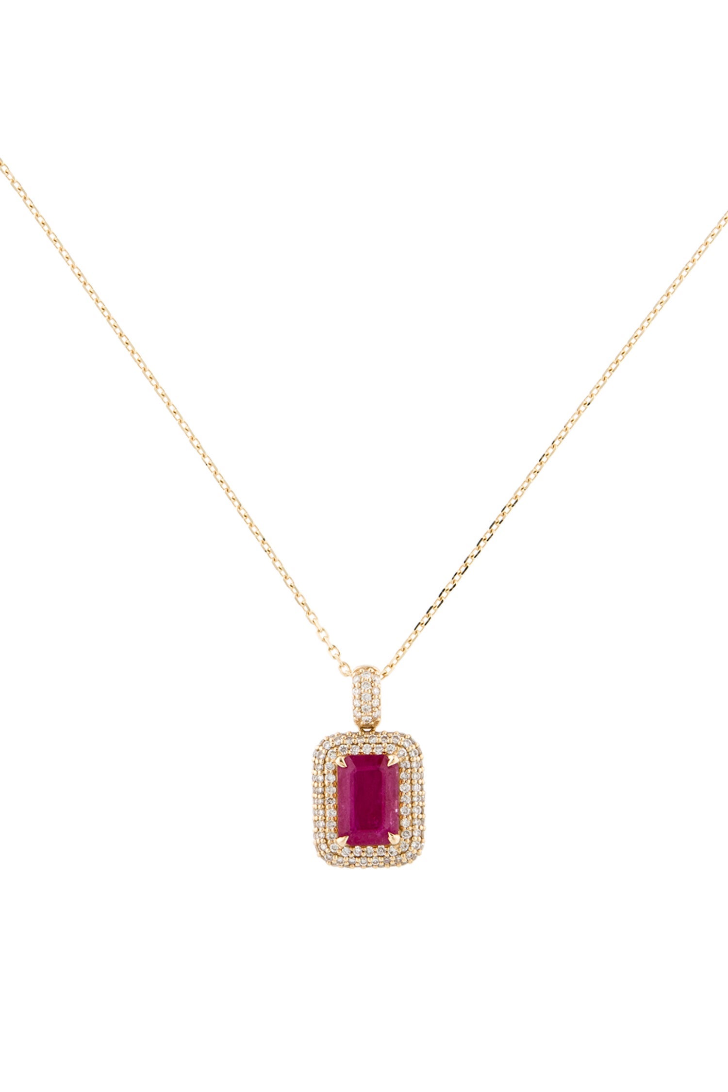 Pendant 18K 2.75ct Ruby & Diamond Pendant Necklace - 18K Yellow Gold ...