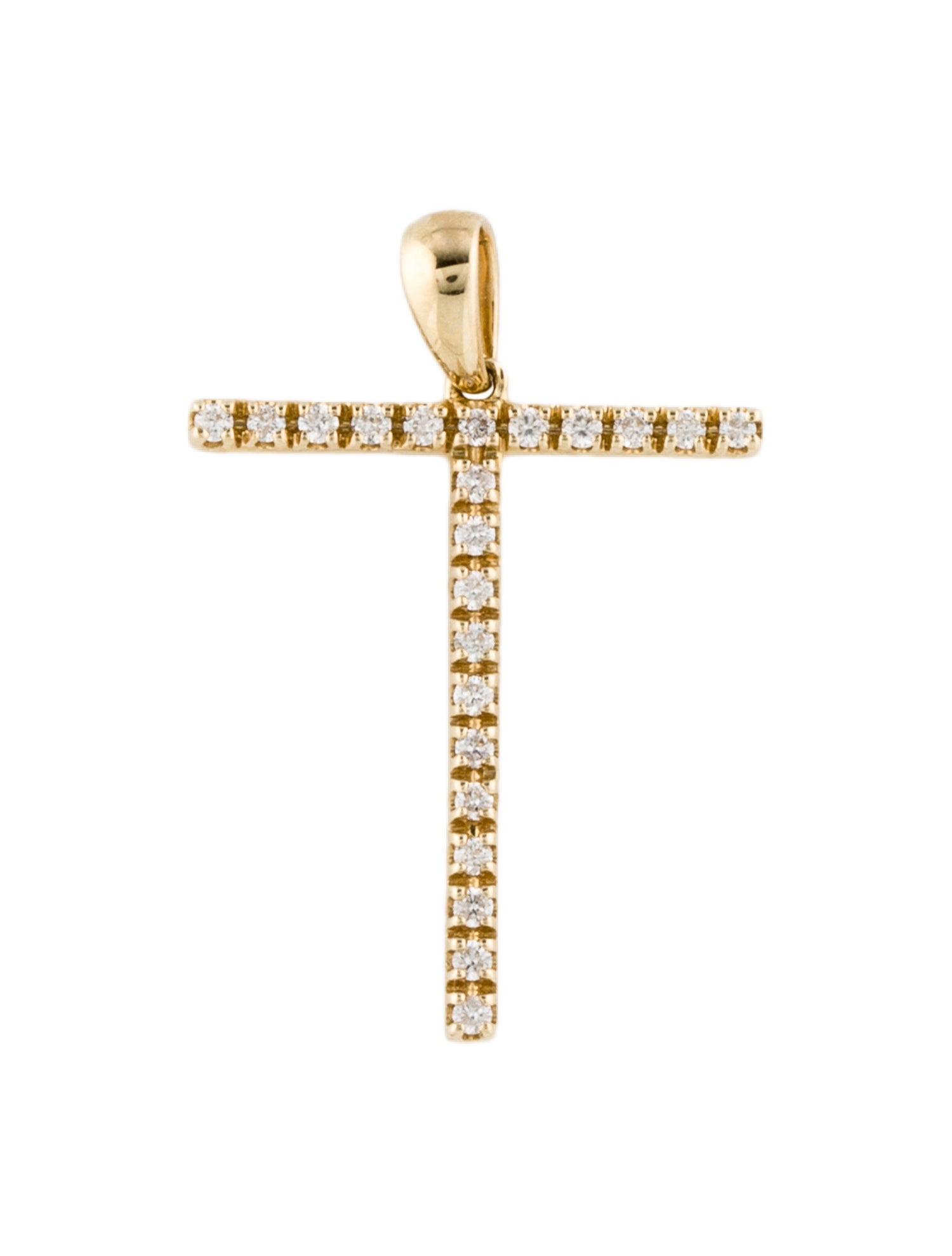 Pendant 14K Diamond "T" Initial Pendant - 14K Yellow Gold Pendant ...