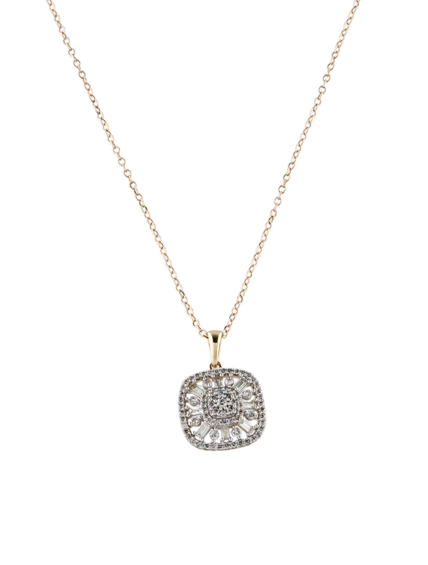 Pendant 14K Diamond Pendant Necklace - 14K Yellow Gold Pendant Necklace ...