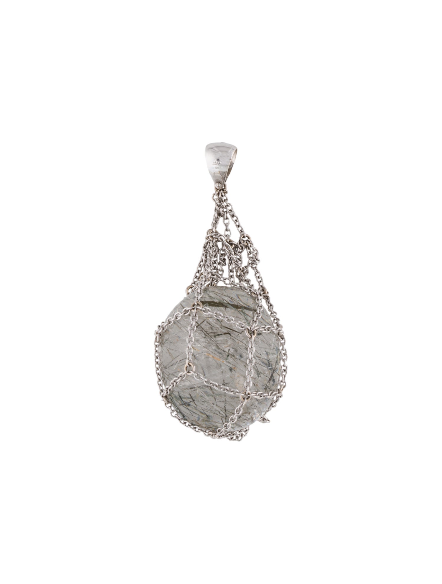 Pendant Balocchi Preziosi 18K Sagenitic Quartz Cage Pendant - 18K White ...