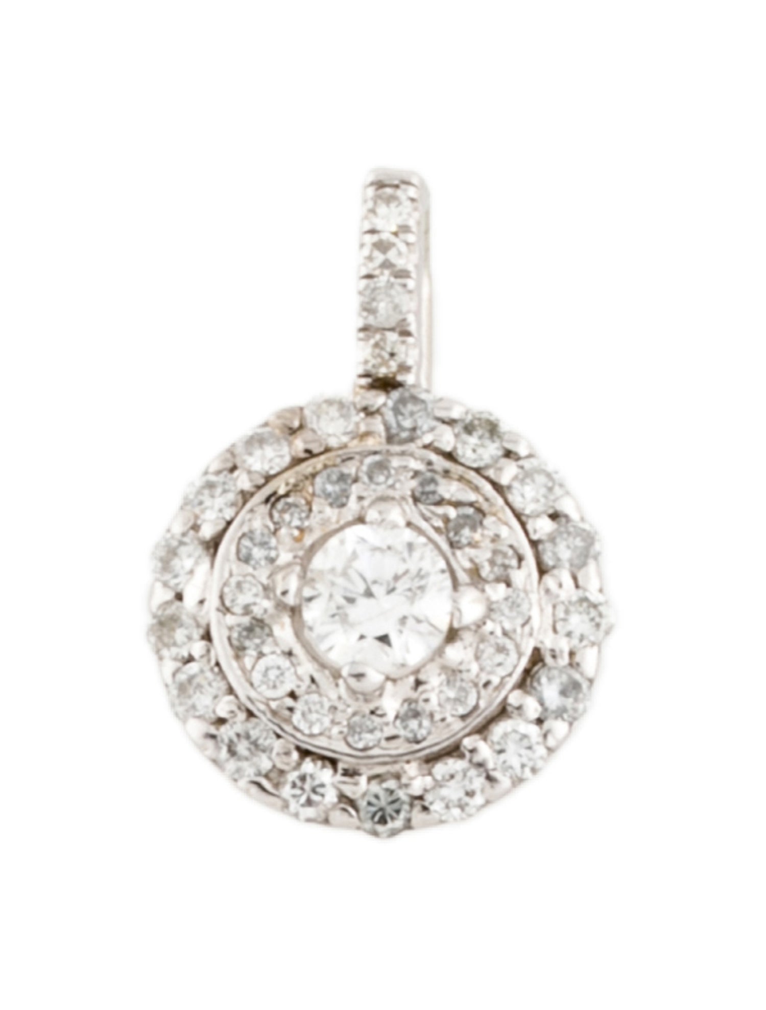Pendant 14K Diamond Round Pendant - Rhodium-Plated 14K White Gold ...