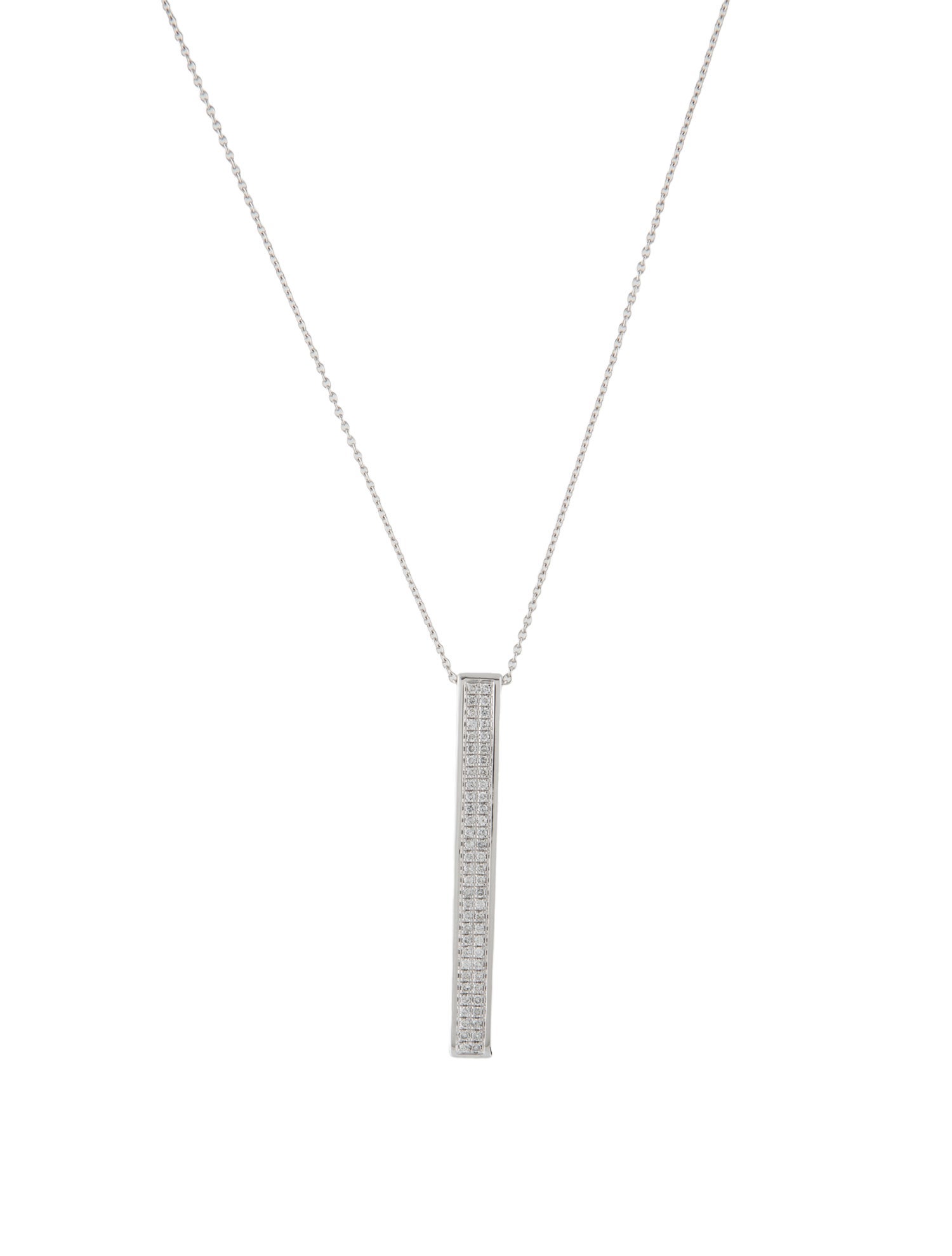 Pendant 14K Diamond Bar Pendant Necklace - 14K White Gold Pendant ...