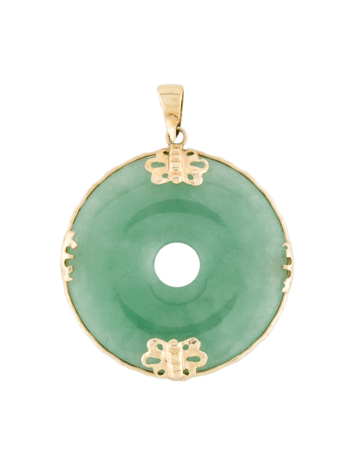 Pendant 14K Jadeite Pi Disc Pendant - 14K Yellow Gold Pendant Necklace ...